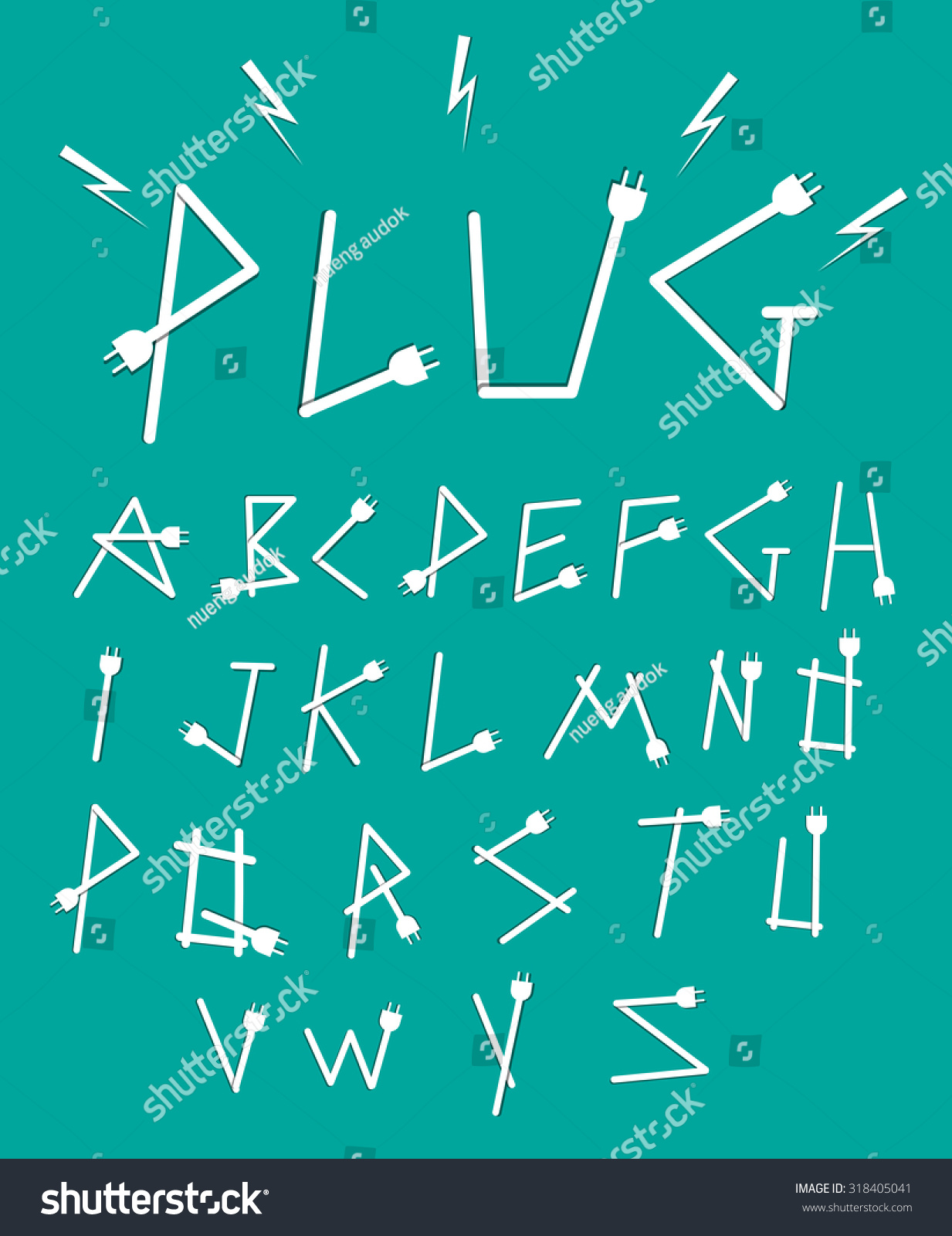 Plug Alphabets Font Style Design Template 스톡 벡터(로열티 프리) 318405041 ...