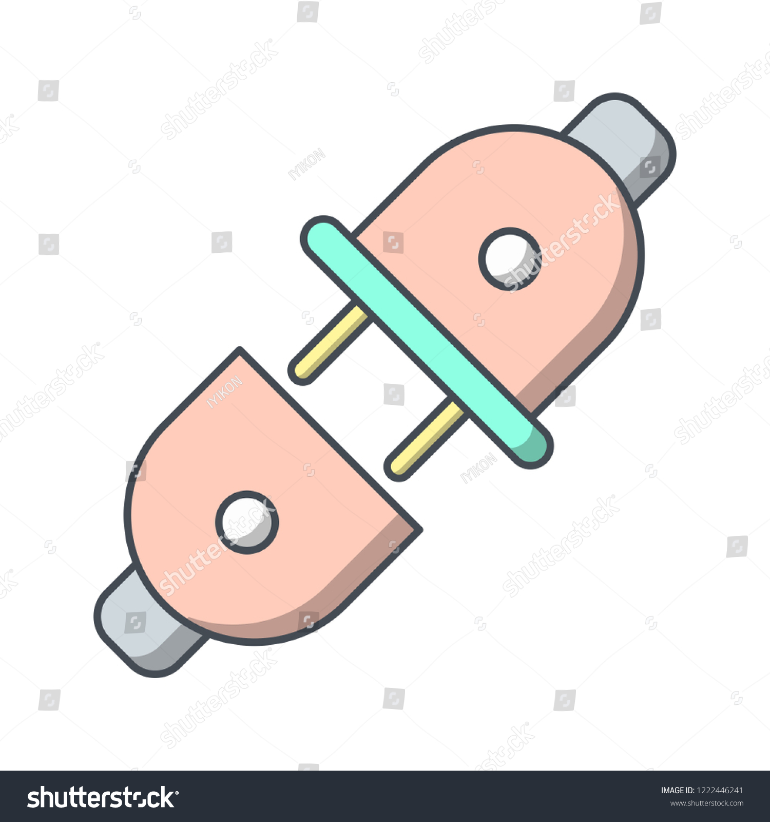 Plug Connector Electronic Devices Flat Outline Stock Vector (Royalty ...