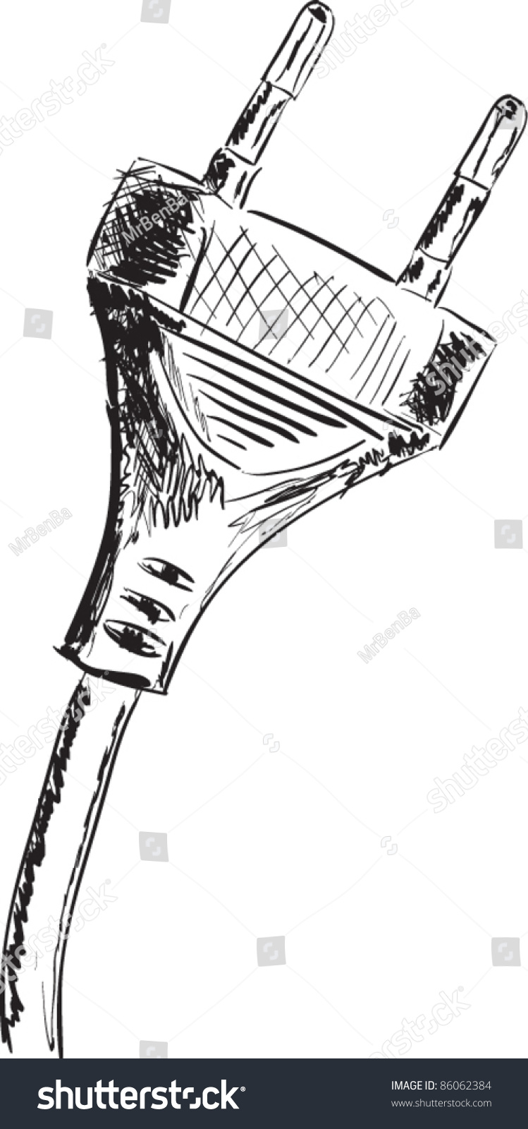 Plug Sketch Cartoon Vector Illustration: vector de stock (libre de ...