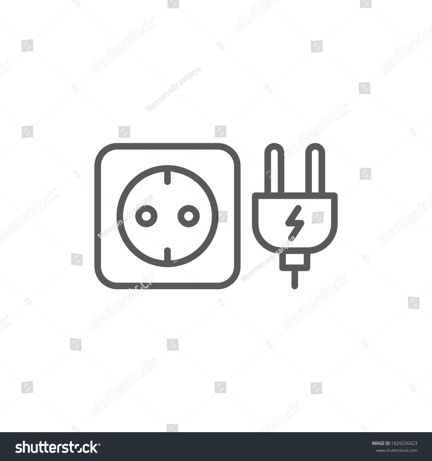 Plug Socket Vector Icon Symbol Isolated Stock Vector (Royalty Free ...
