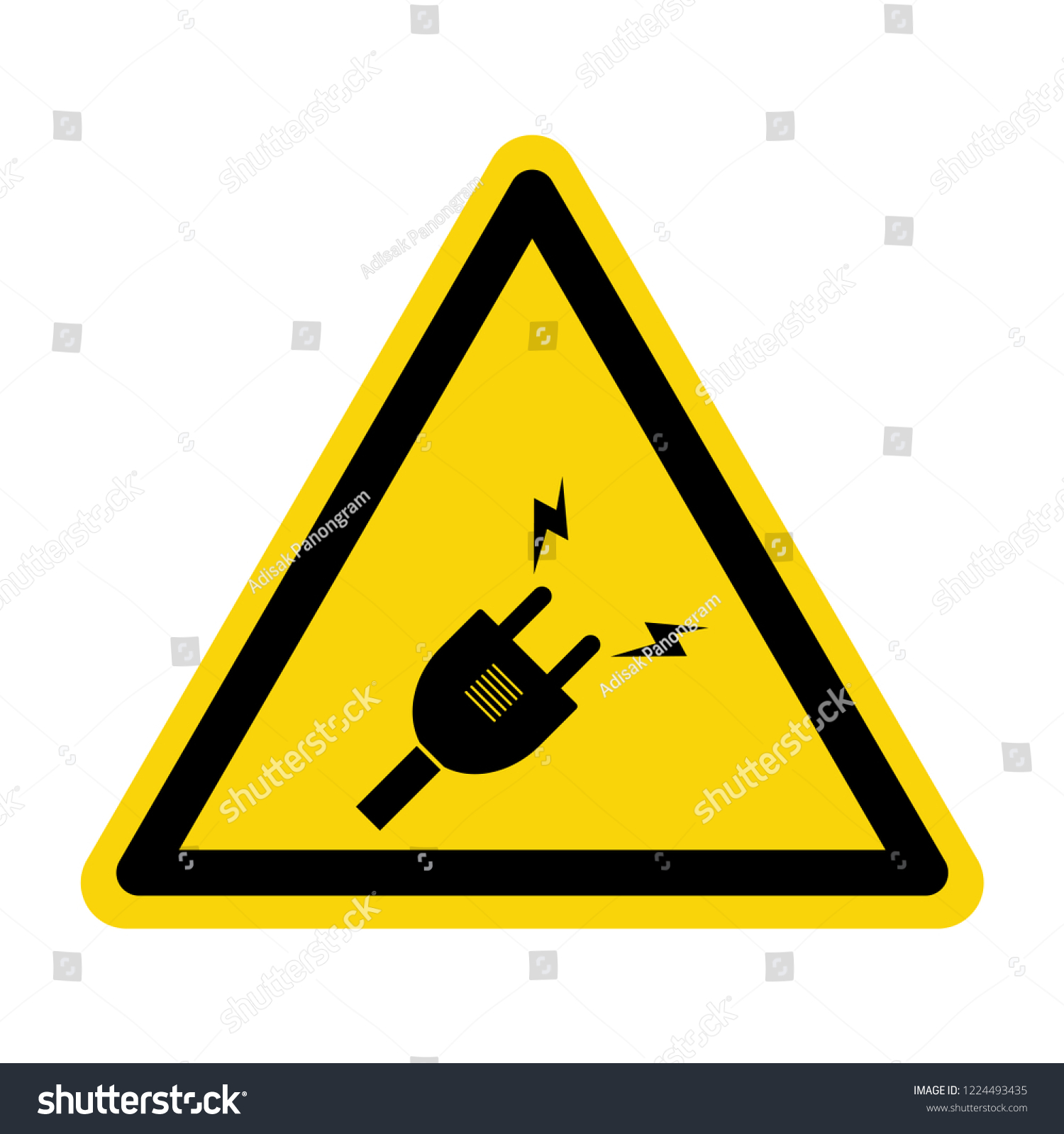Plug warning sign. Symbol, vector, illustration Stock Vector (Royalty ...