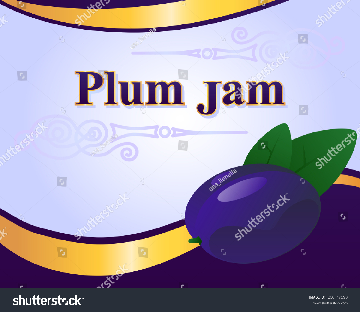 Plum Jam Label Design Template: vector de stock (libre de regalías ...
