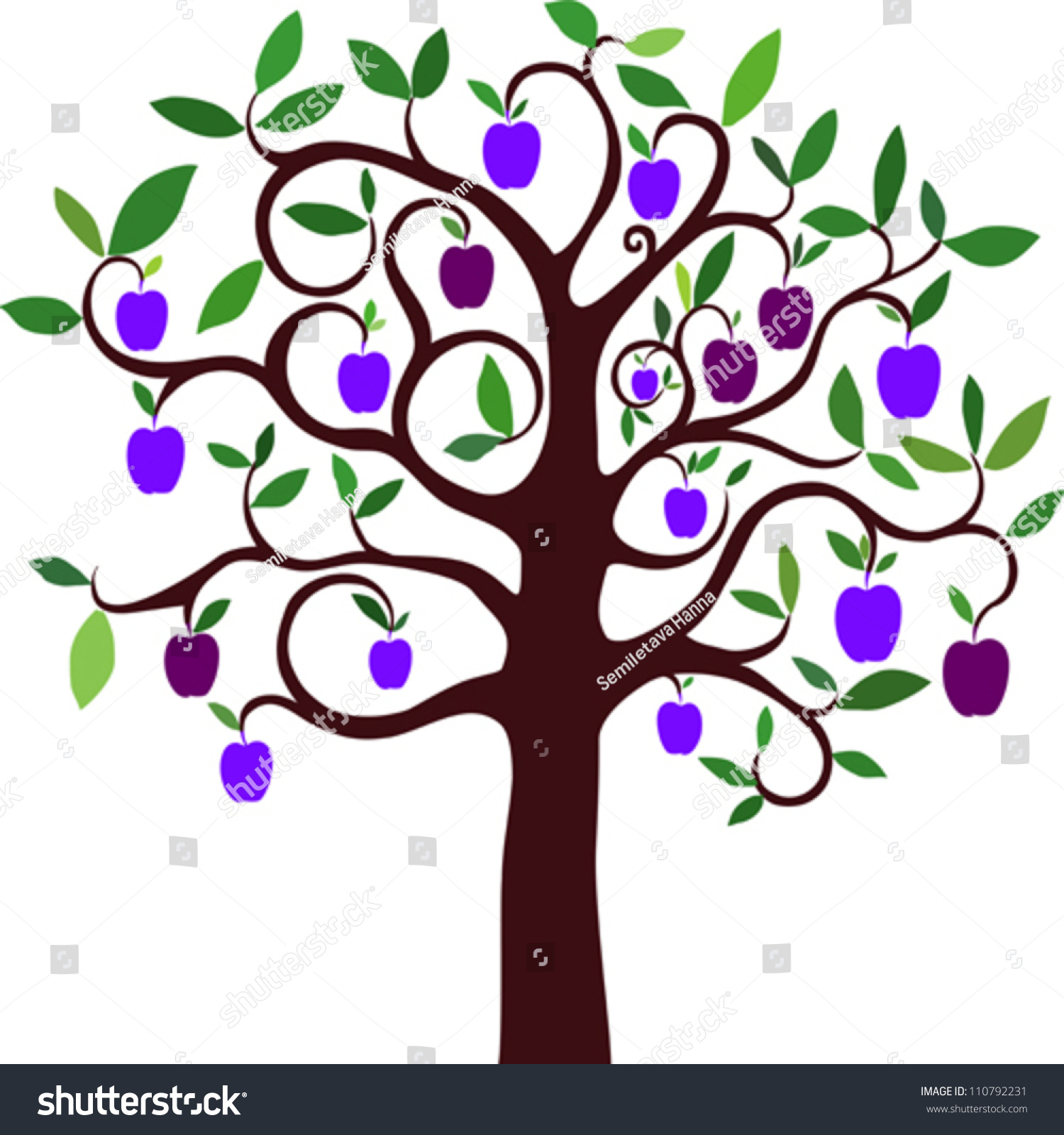 Plum Tree Isolated On White Background Stock Vector (Royalty Free ...