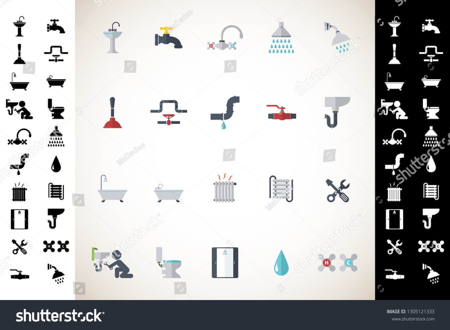 Plumbing Icon Set: vector de stock (libre de regalías) 1305121333 ...