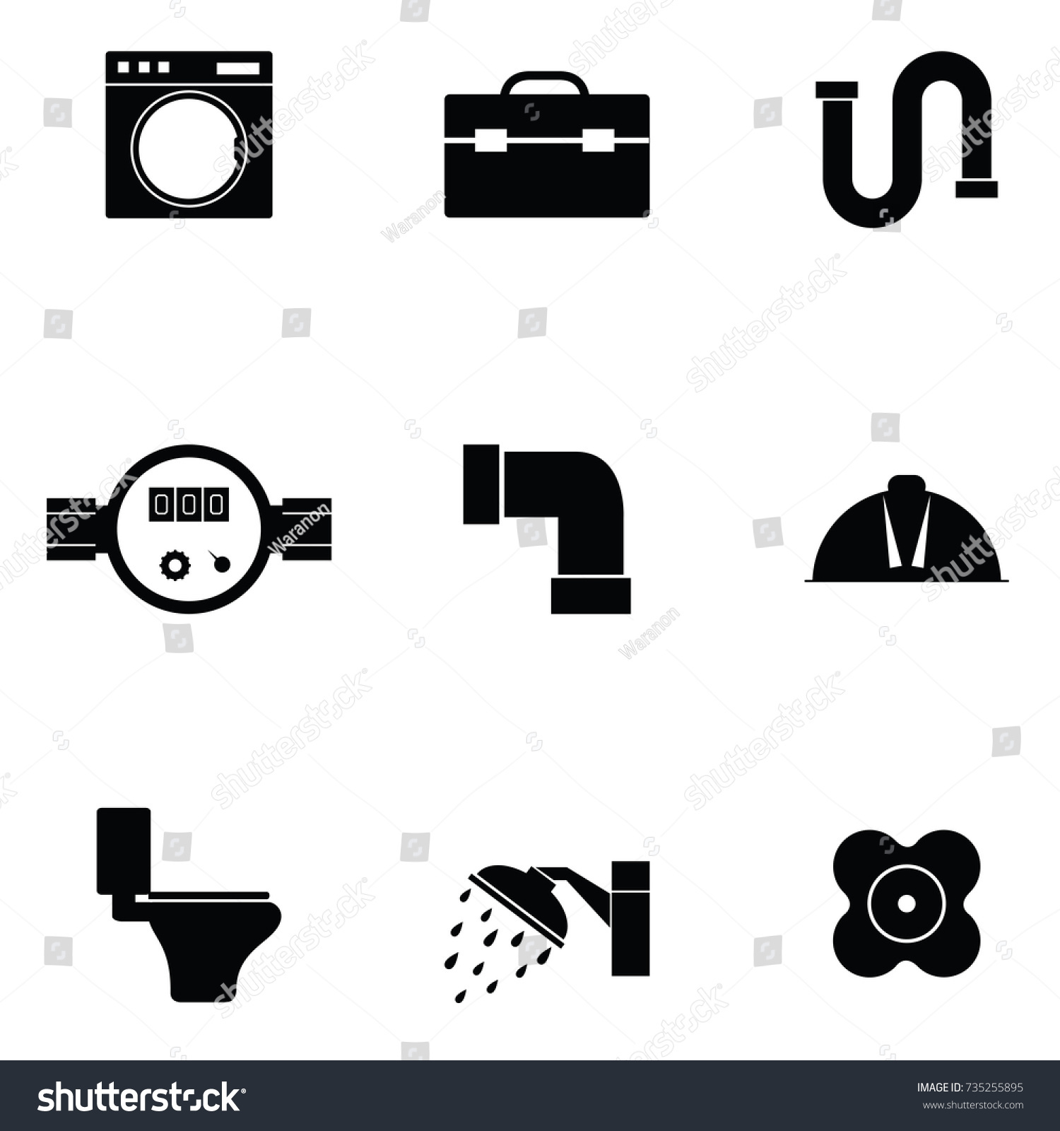 Plumbing Icon Set Stock Vector (Royalty Free) 735255895 | Shutterstock