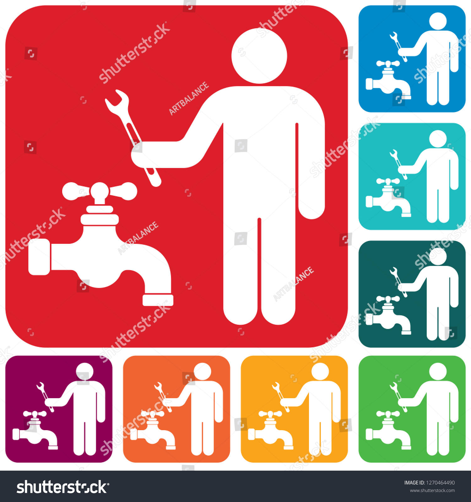 Plumbing Work Symbol Icon Vector Illustration Stock Vector (Royalty ...