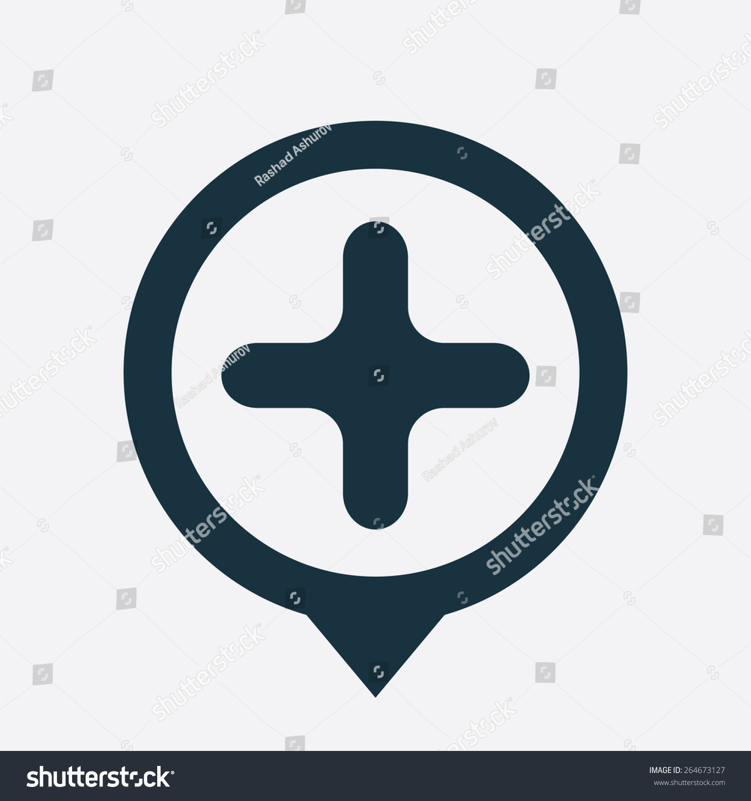 Plus Icon Map Pin On White Stock Vector (Royalty Free) 264673127
