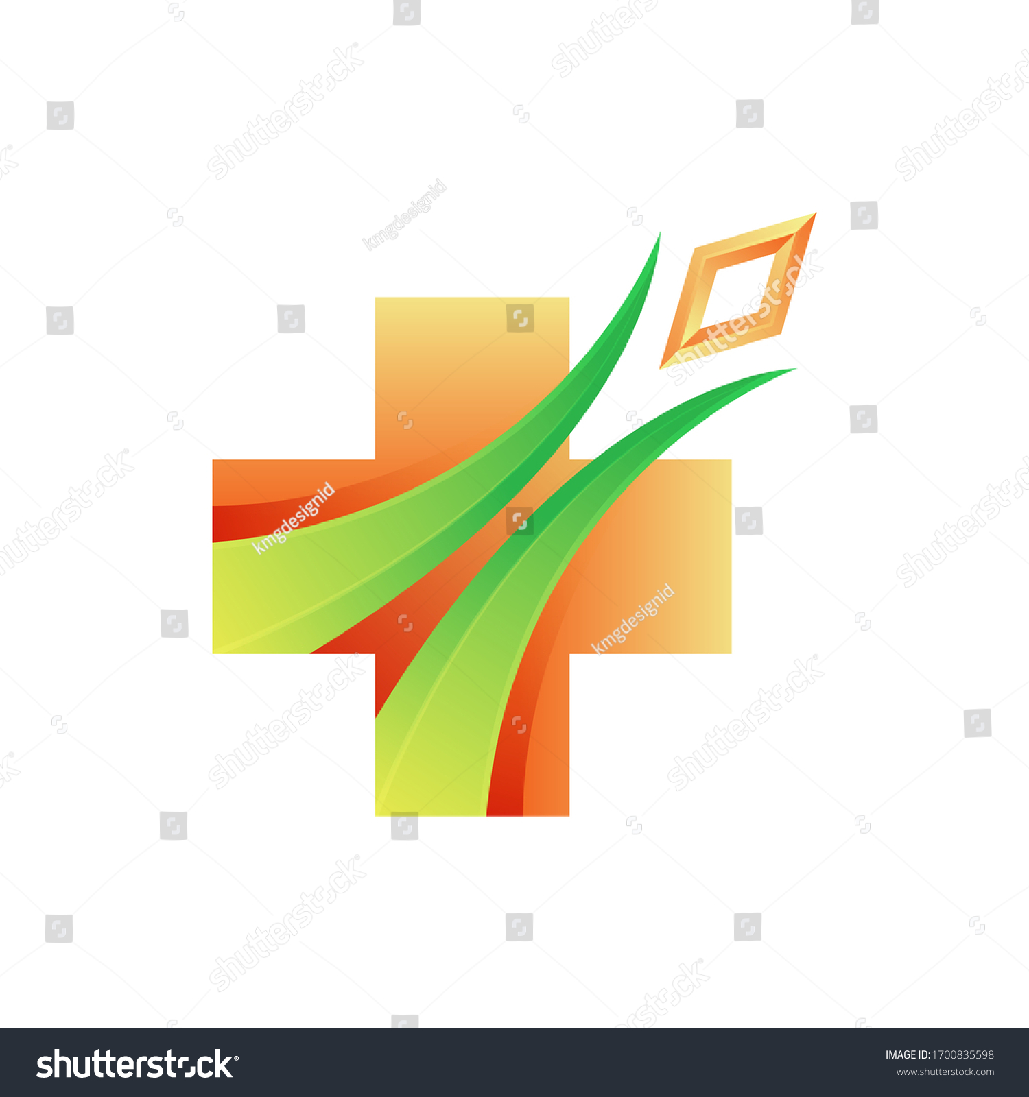 Plus Leaf Diamond Logo Concept Gradient Stock Vector (Royalty Free ...