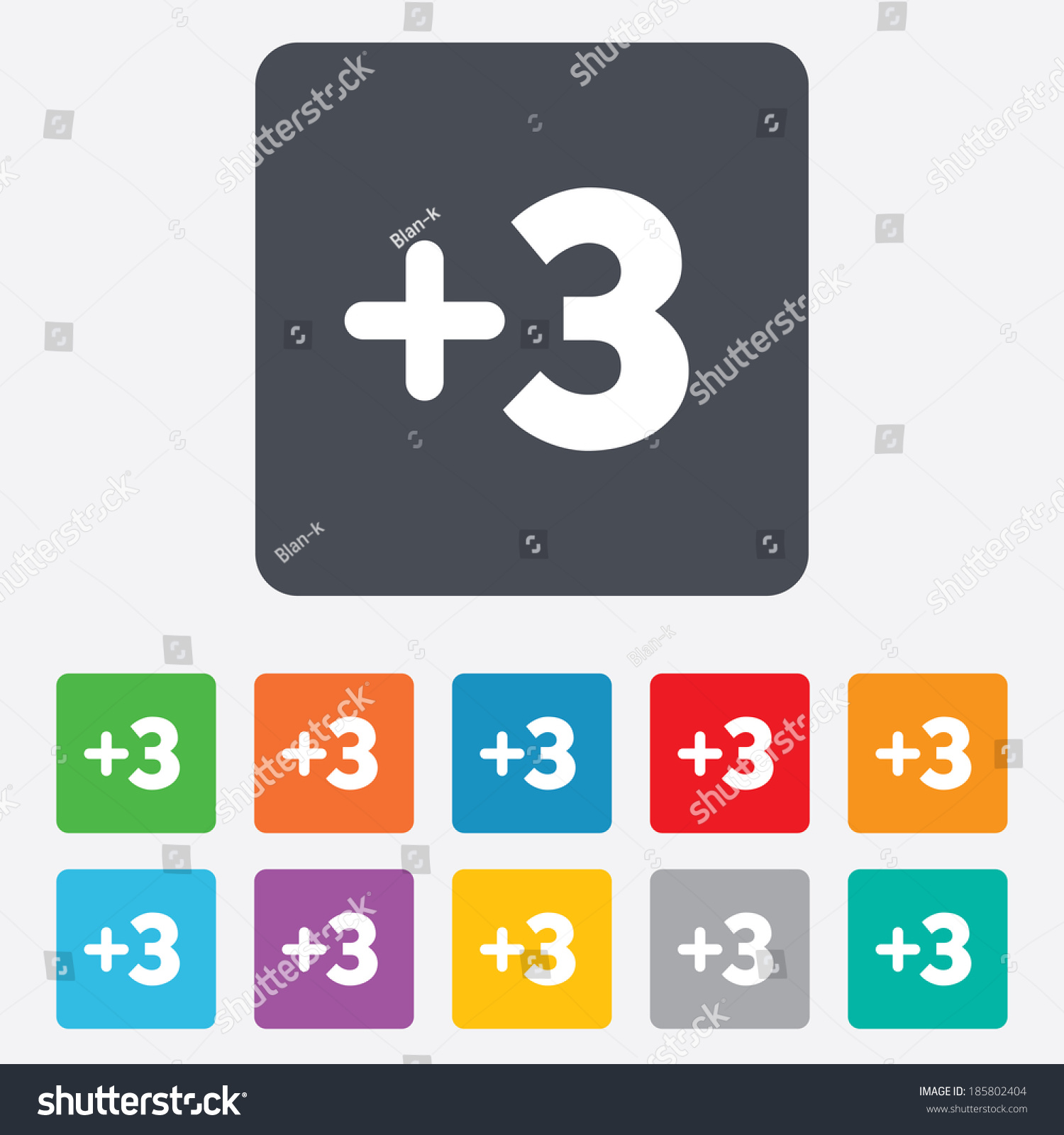 Plus Three Sign Add Three Symbol Stock Vector (Royalty Free) 185802404 ...