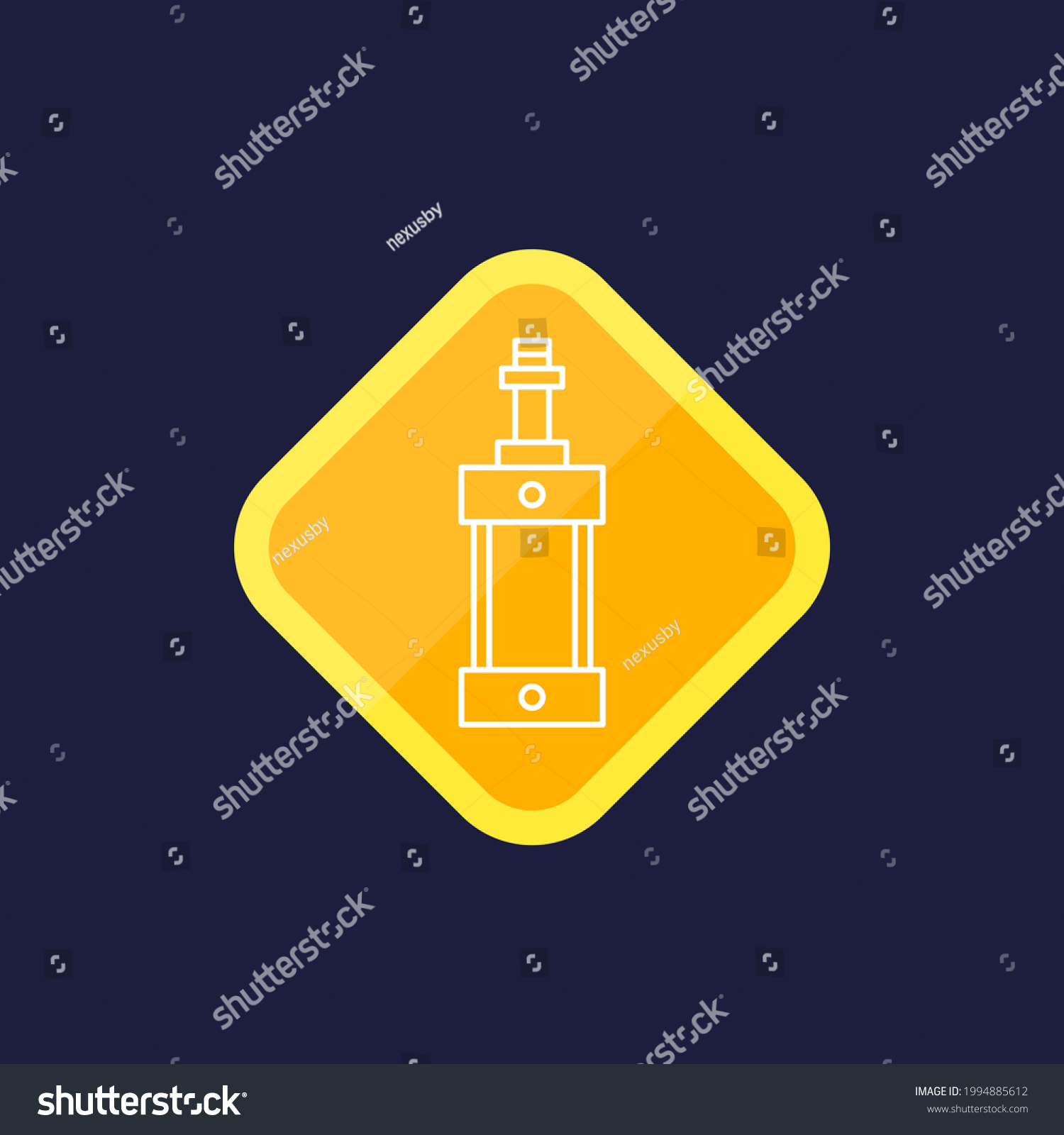Pneumatic Cylinder Line Vector Icon Stock Vector (Royalty Free) 1994885612
