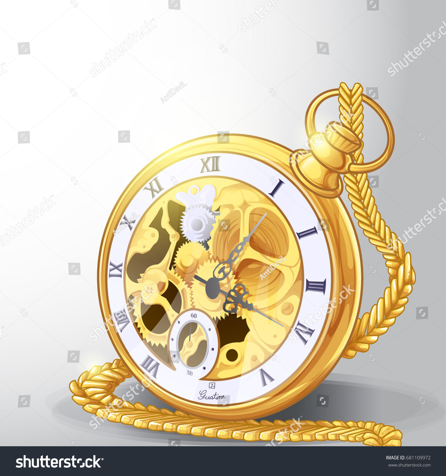 Pocket Skeleton Mechanical Watch Vector Stock Vector (Royalty Free ...