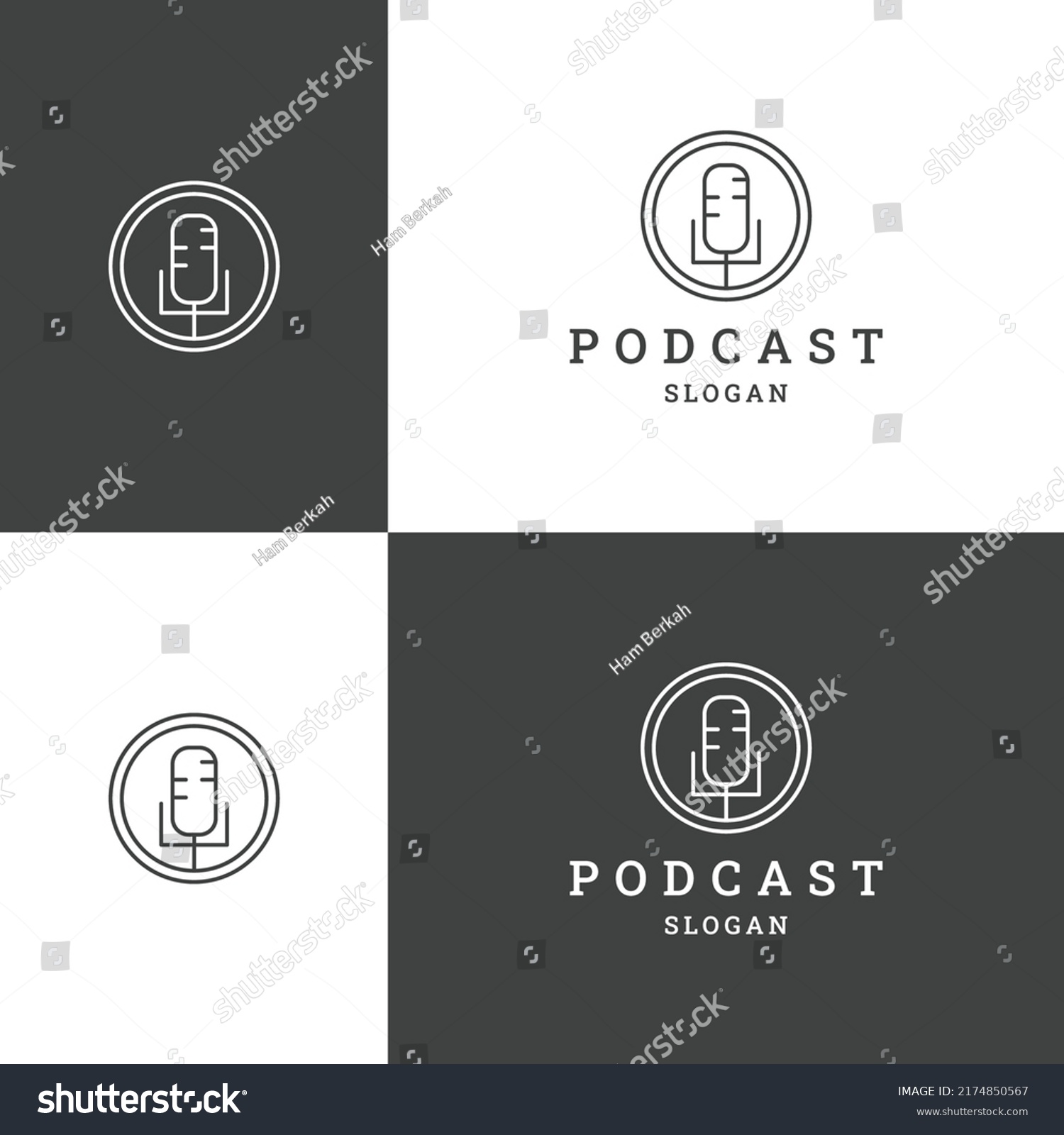 Podcast Logo Icon Flat Design Template Stock Vector (Royalty Free ...