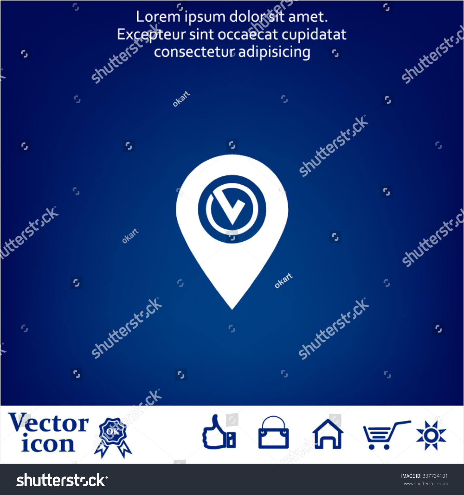 Pointer Pin Icon Check Mark Stock Vector (Royalty Free) 337734101