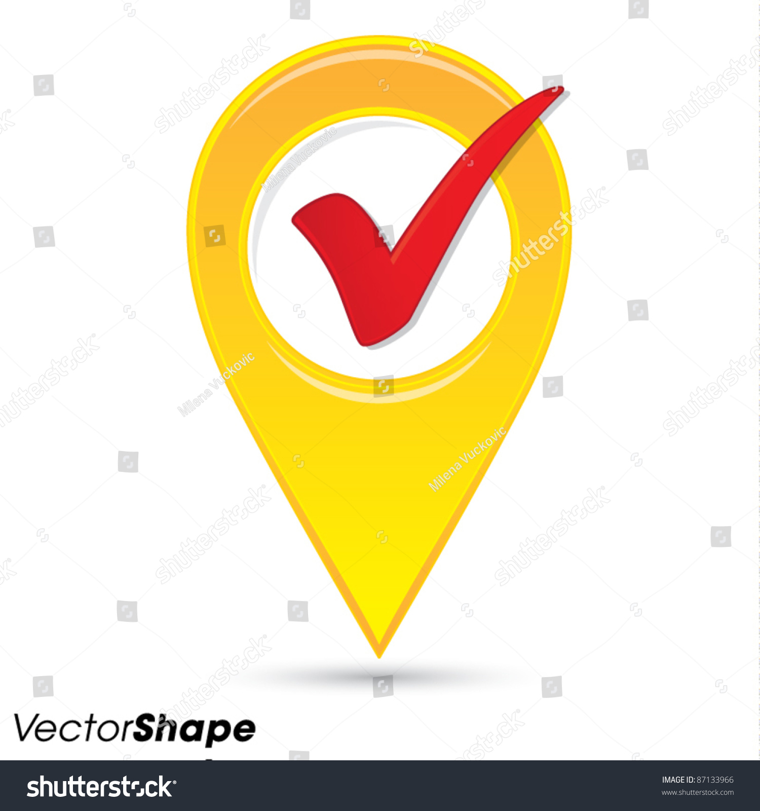 Pointer Pin Icon Check Mark Web: vector de stock (libre de regalías ...