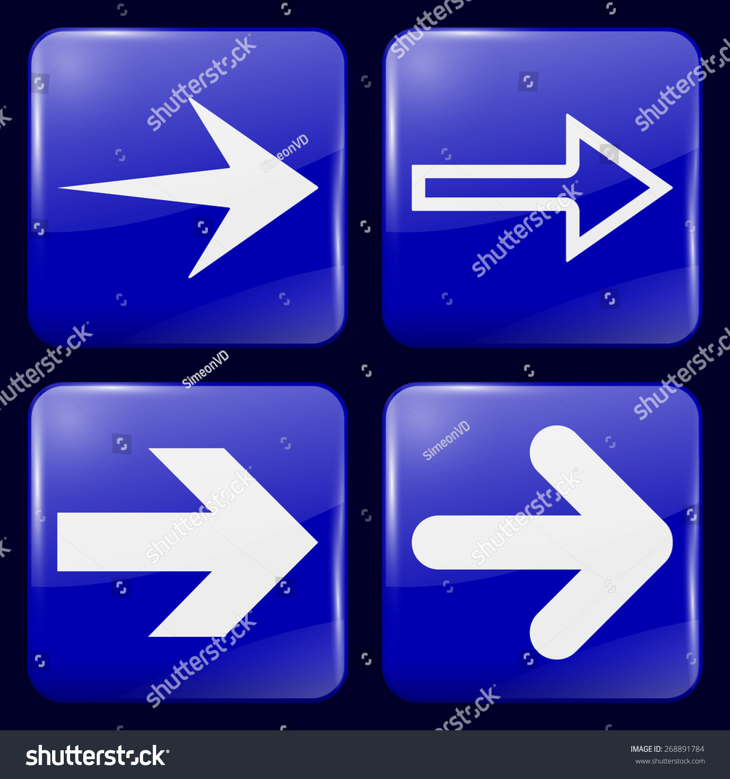 Pointing Arrow Glass Icons Square Shape: vector de stock (libre de ...