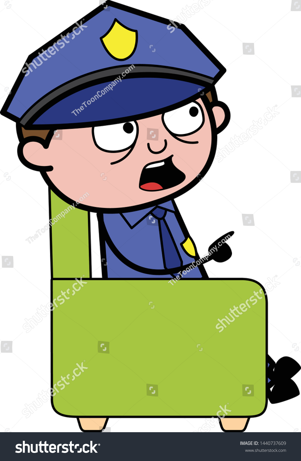 Pointing Finger While Talking Retro Cop Stock Vector (Royalty Free ...
