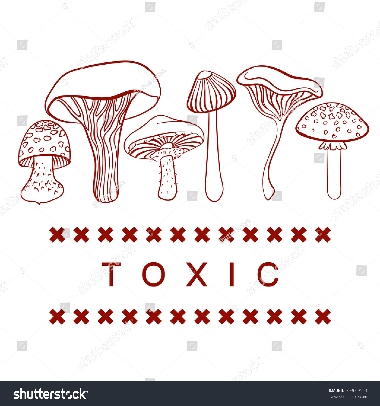 Poisonous Toxic Mushrooms Vector Table: vector de stock (libre de ...