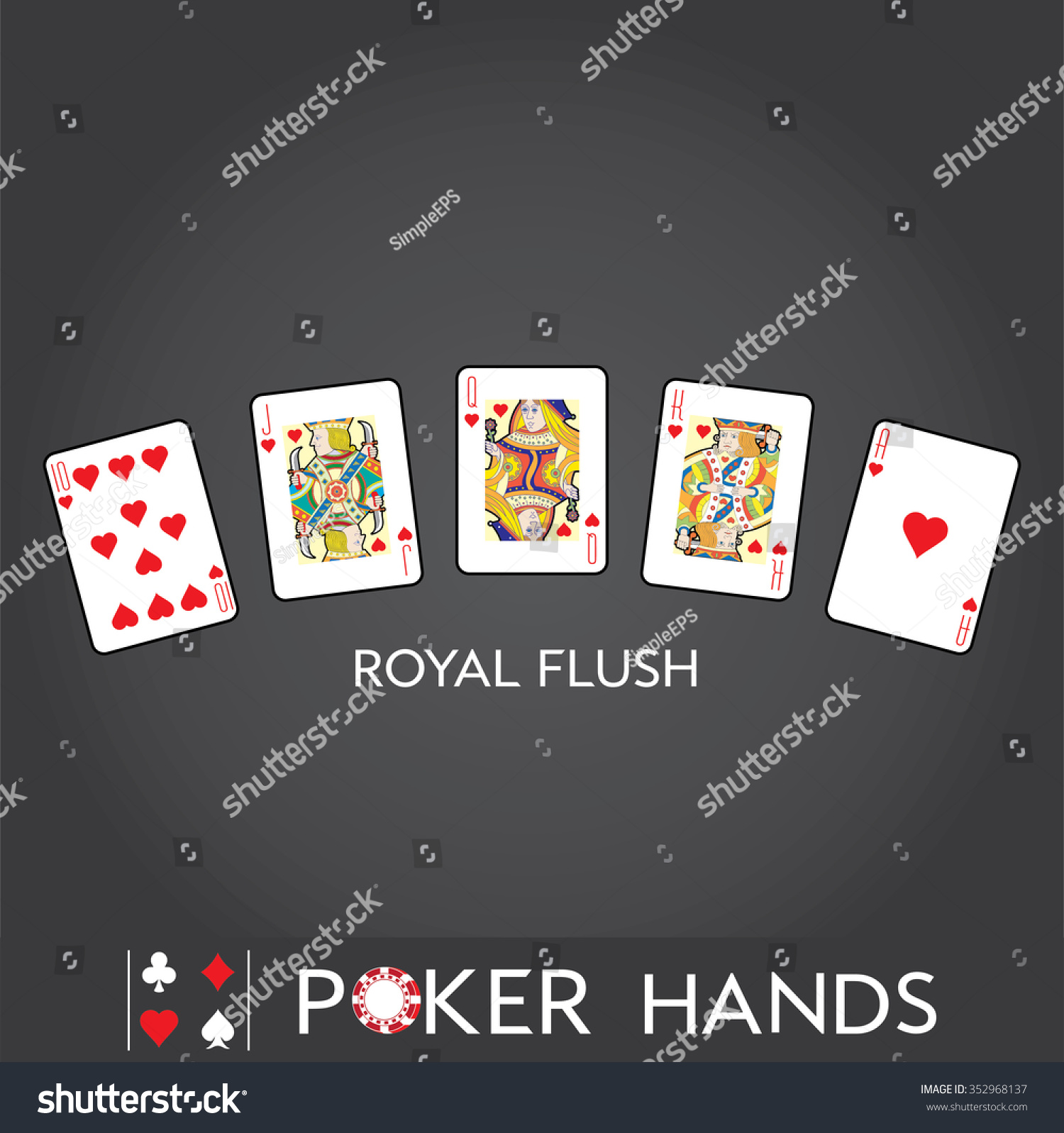 Poker Hands Royal Flush: vector de stock (libre de regalías) 352968137 ...
