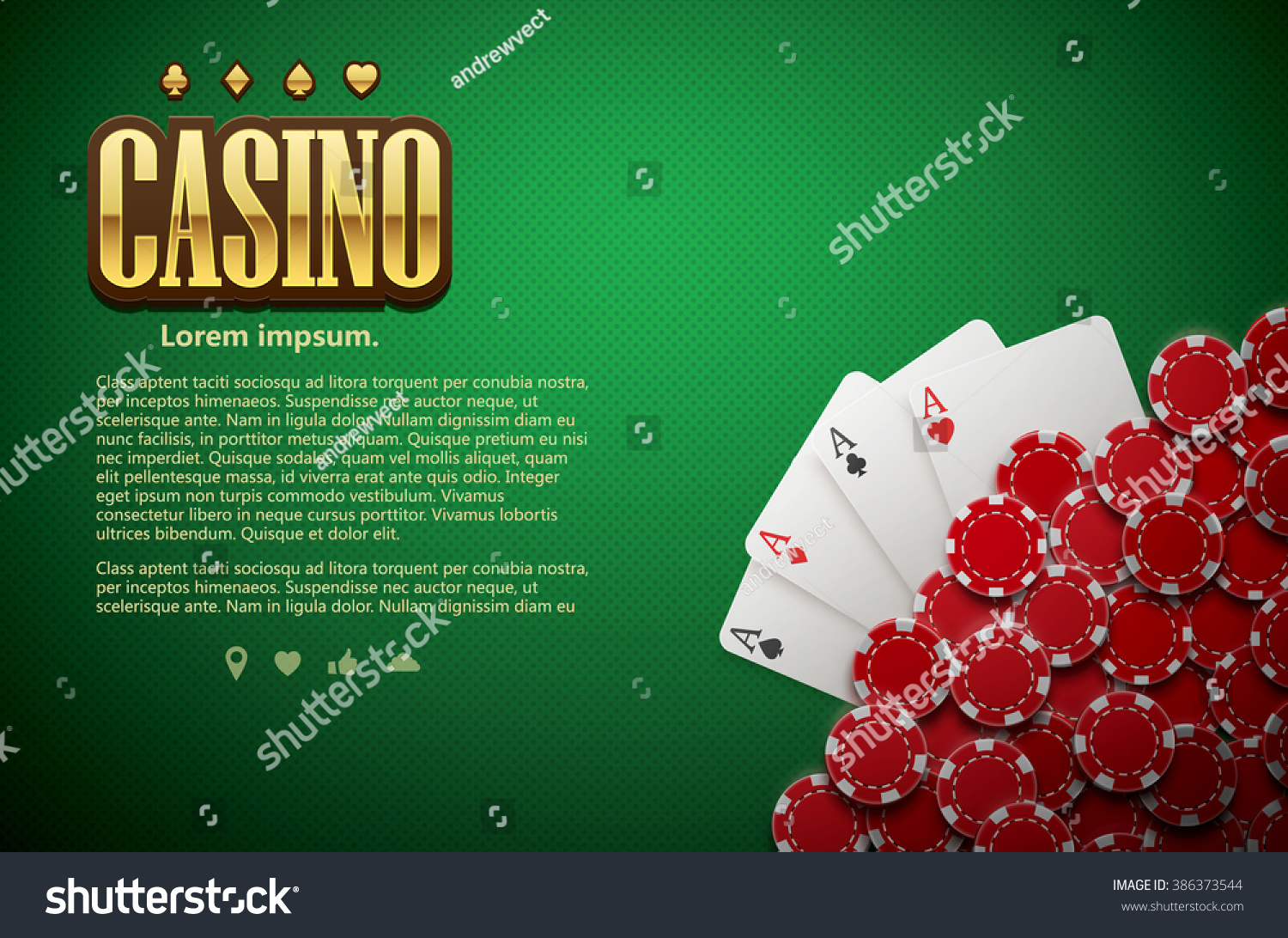 Poker Table Cards Chips Realistic Theme Stock Vector (Royalty Free ...