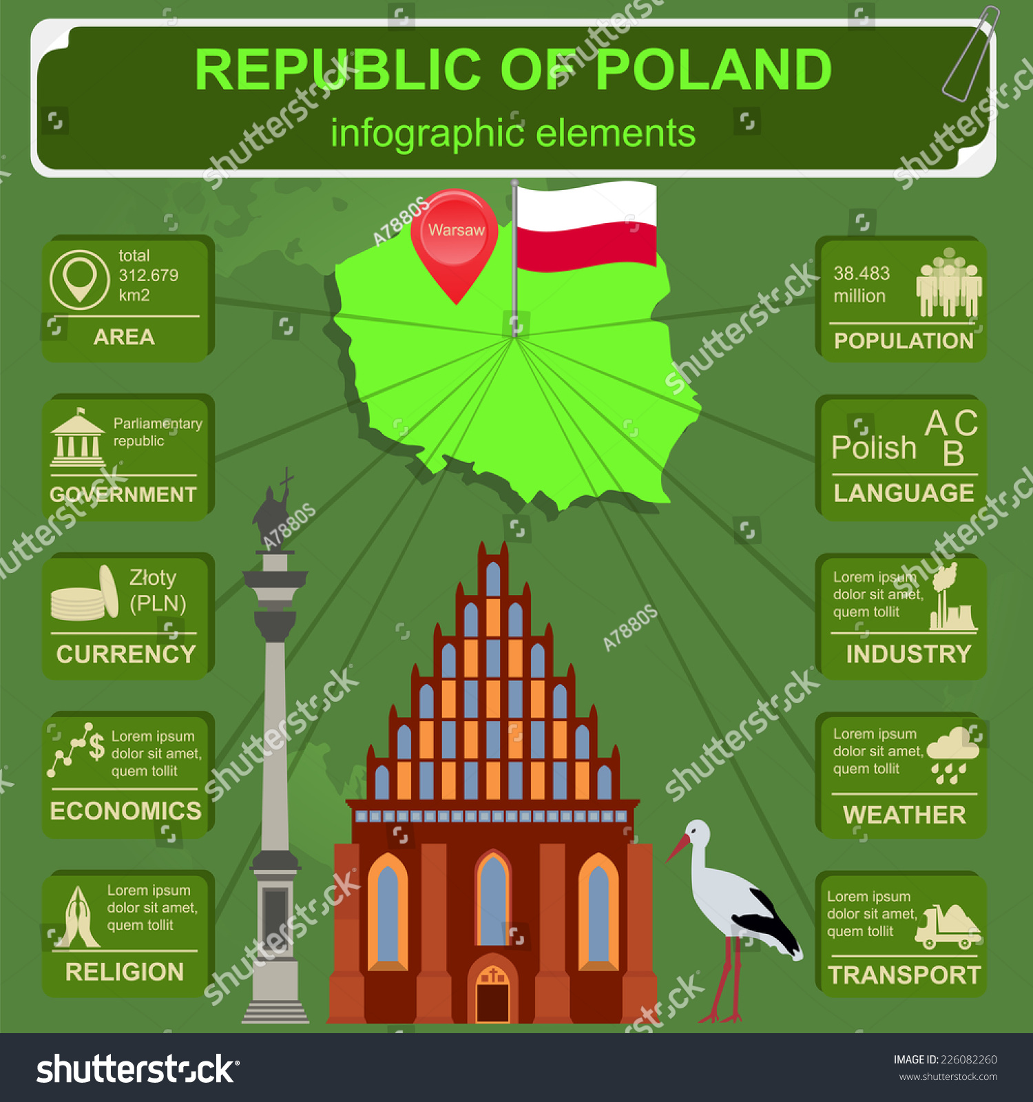 Poland Infographics Statistical Data Sights Vector Stock Vector ...
