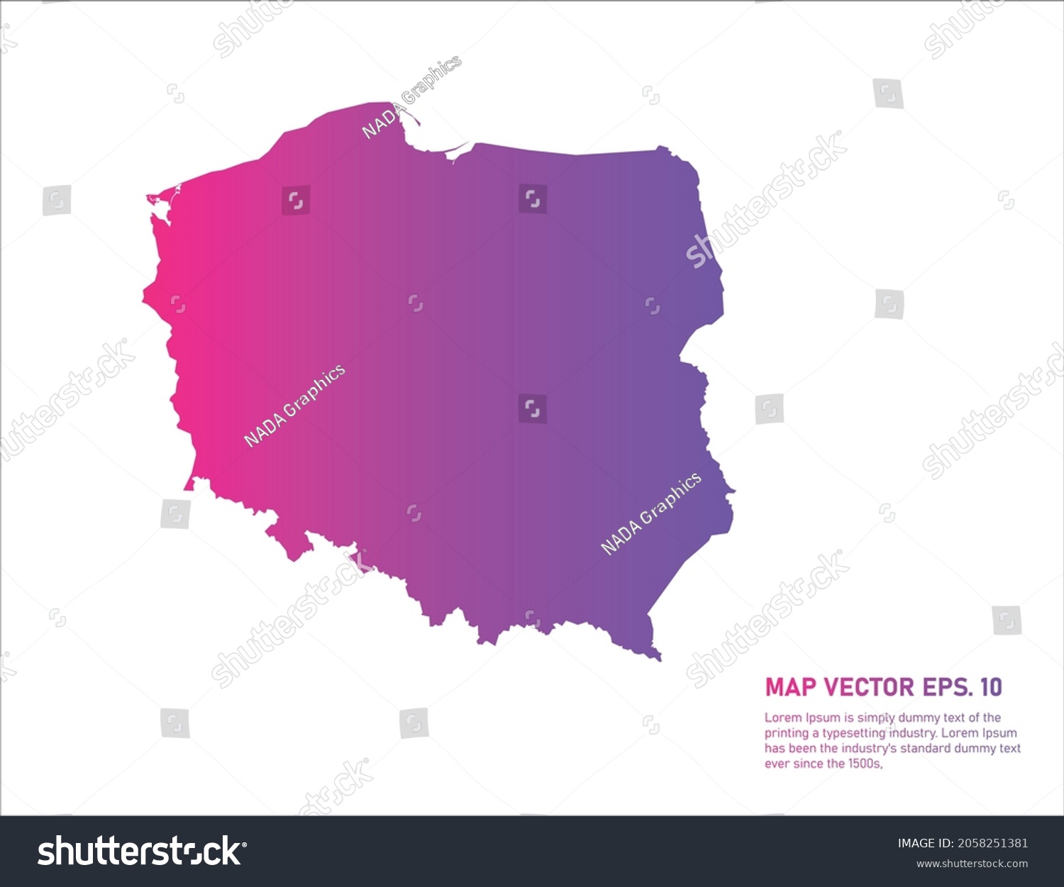 Poland Map Gradient Color On White Stock Vector (Royalty Free) 2058251381
