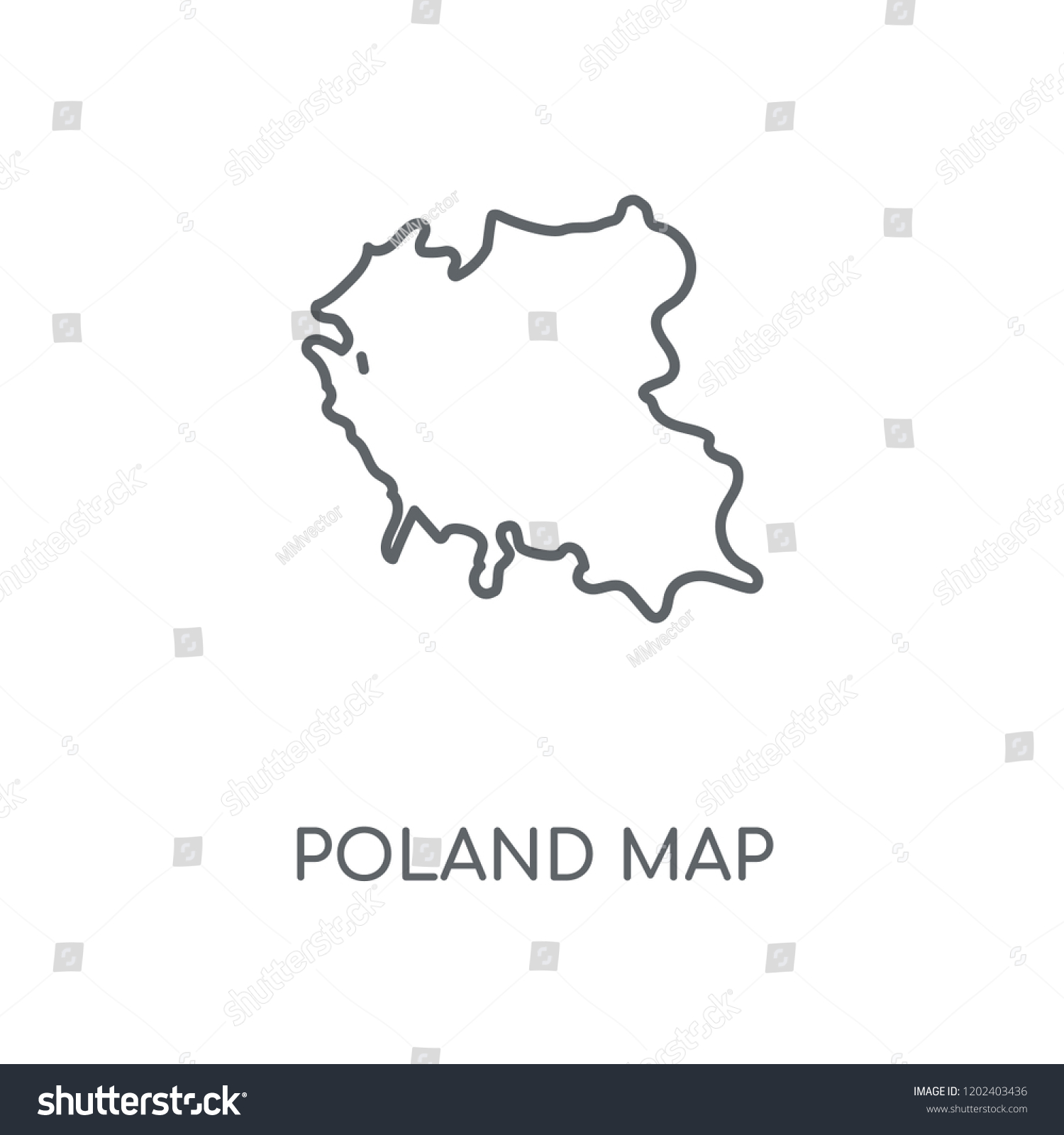 Poland Map Linear Icon Poland Map: vector de stock (libre de regalías ...