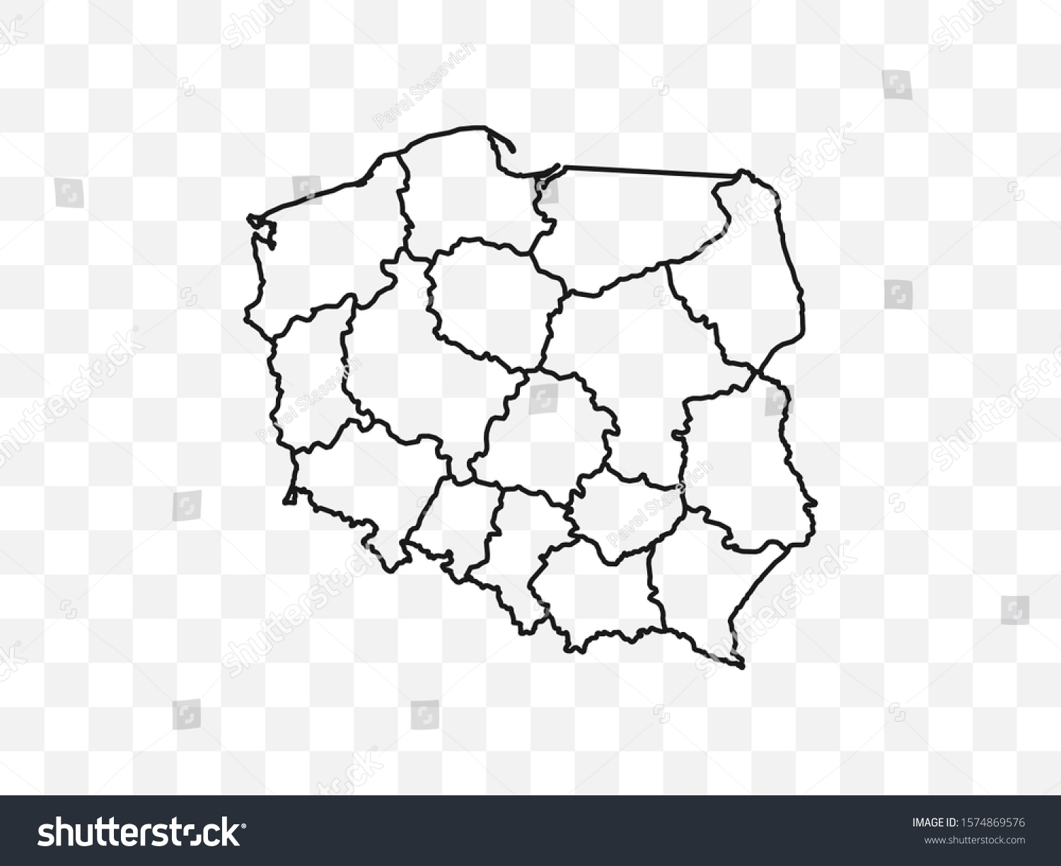 Poland Map On Transparent Background Vector Stock Vector (Royalty Free ...