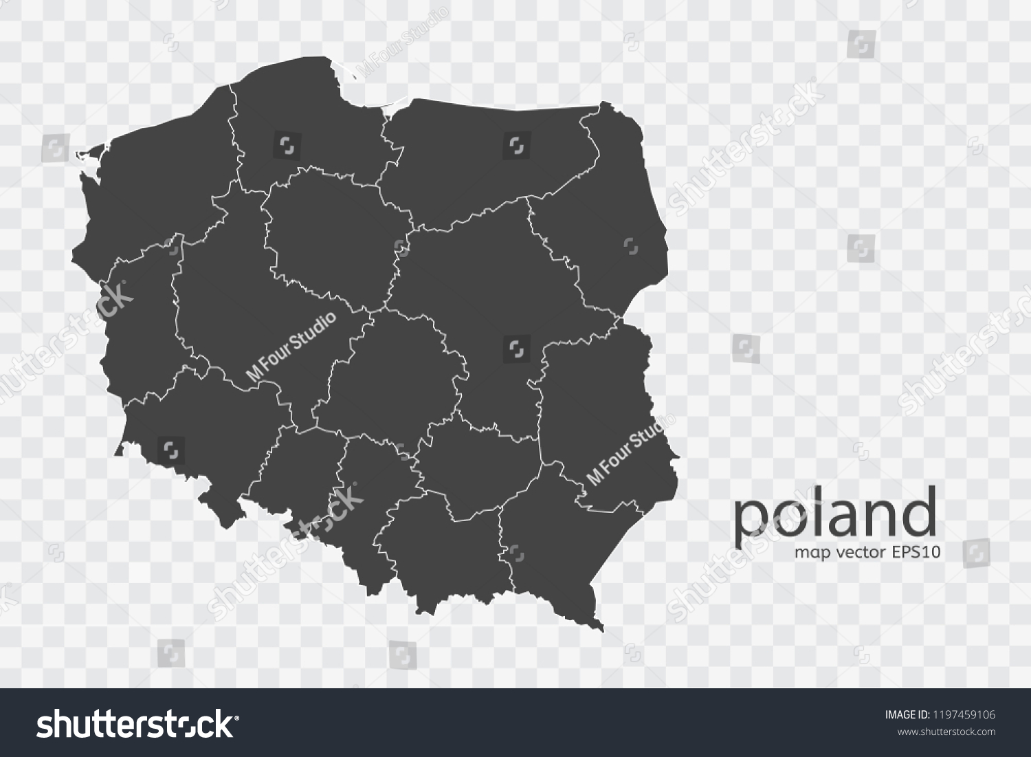 Poland Map Vector Isolated On Transparent: vector de stock (libre de ...