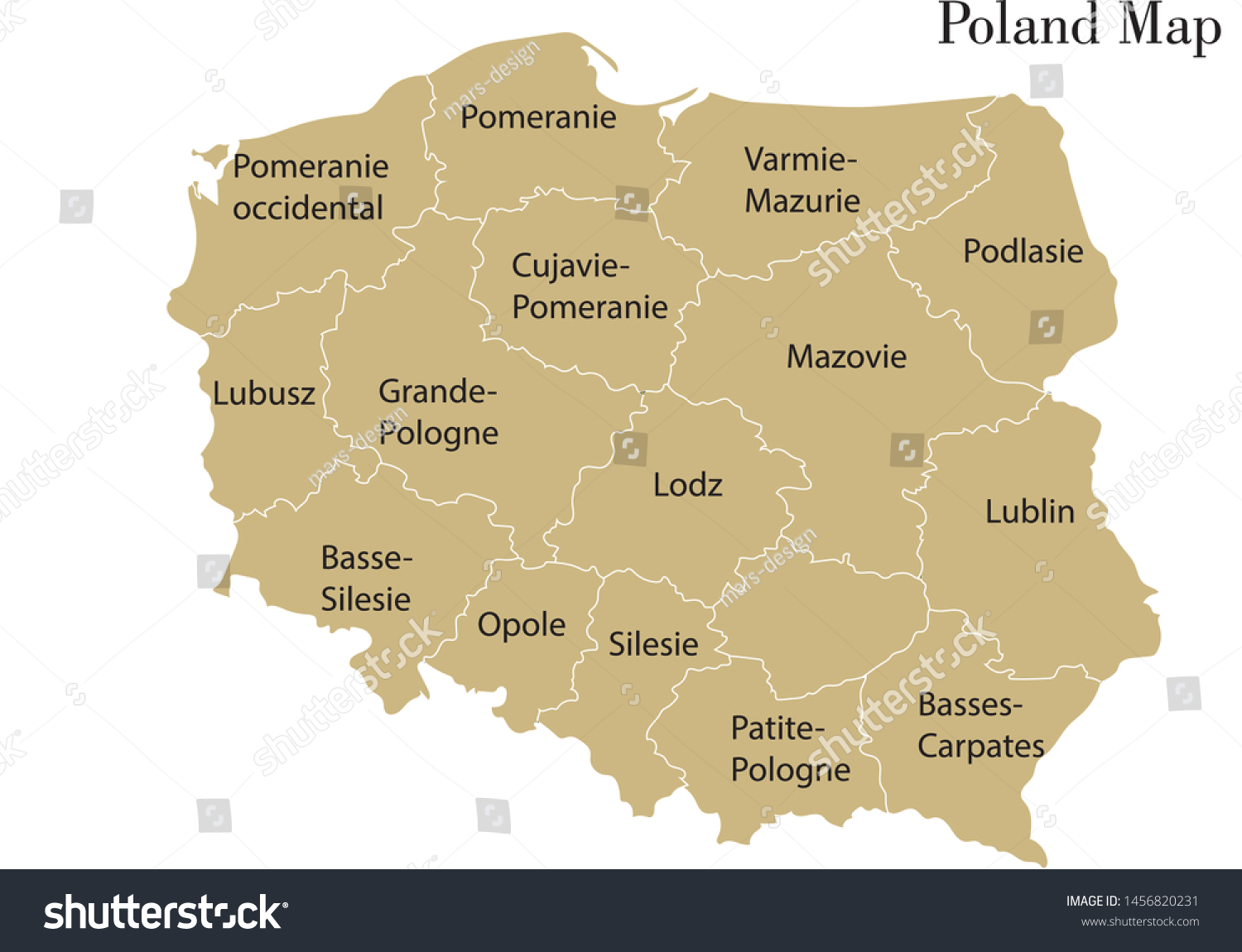 Poland Political Map Vector Illustration: เวกเตอร์สต็อก (ปลอดค่า ...