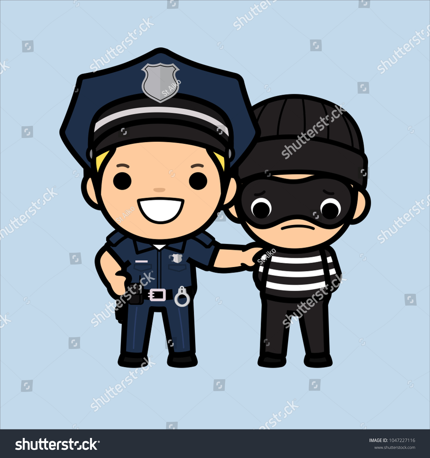 Police Officer Policeman Cop Chasing Thief เวกเตอร์สต็อก ปลอดค่า