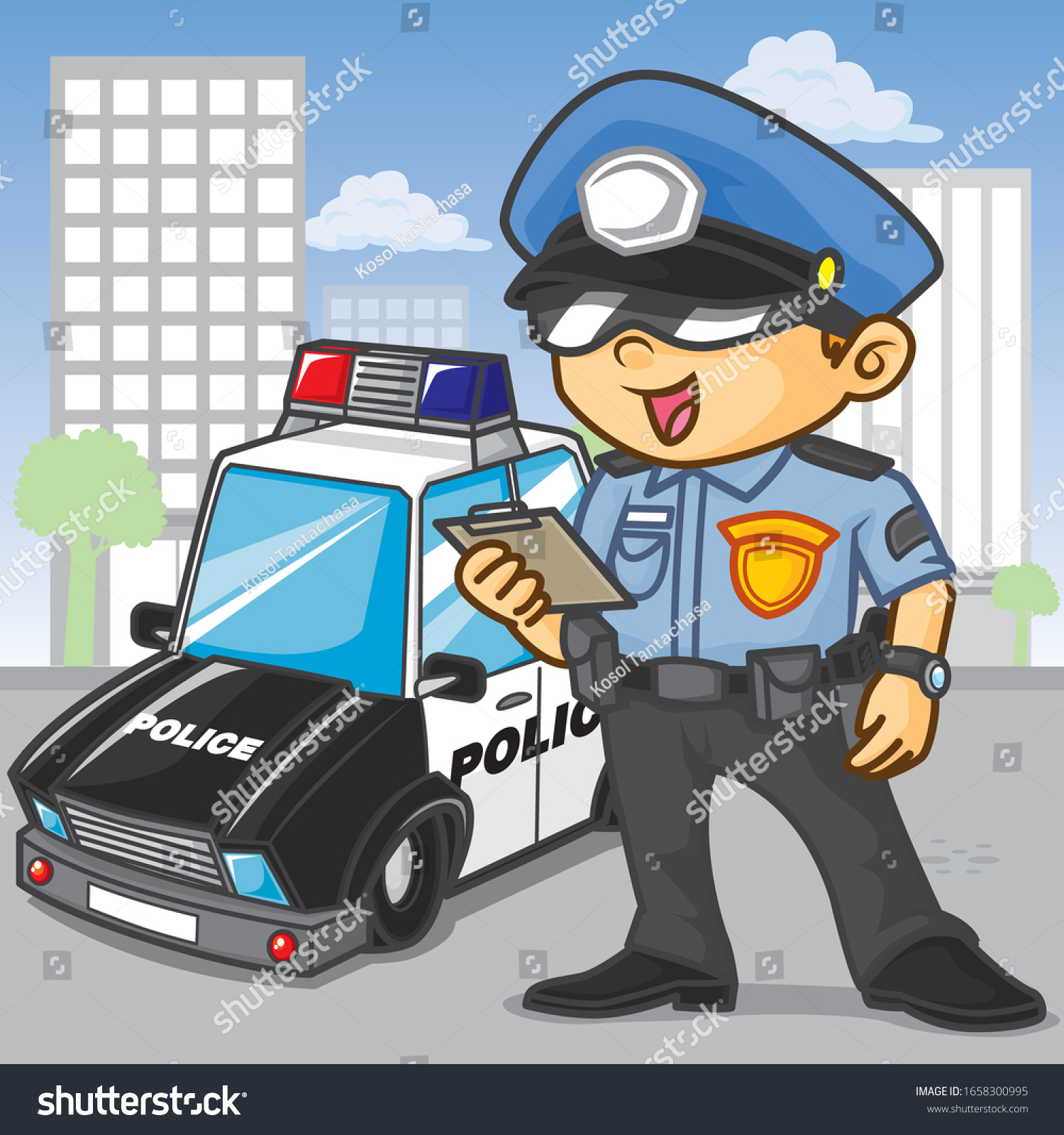 Policeman Cartoon Cartoon Vector Cute Vector: เวกเตอร์สต็อก (ปลอดค่า ...