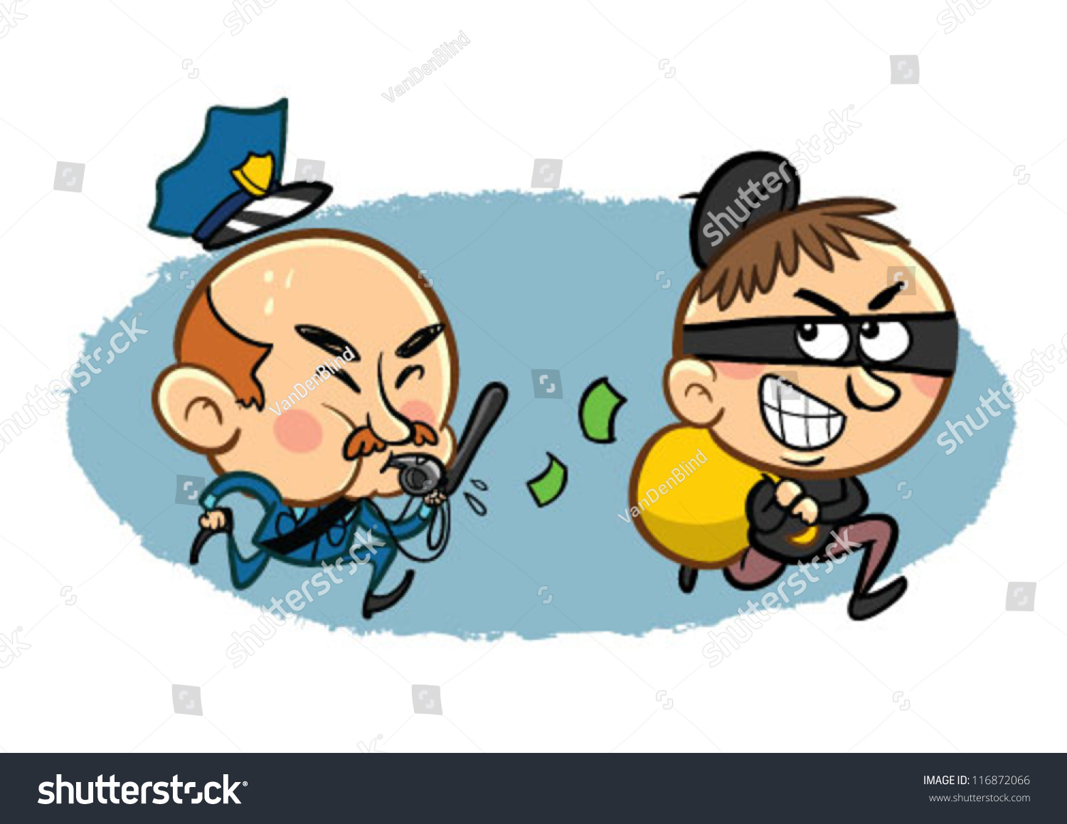 Policeman Chasing The Robber Cartoon Stock Vector 116872066 : Shutterstock