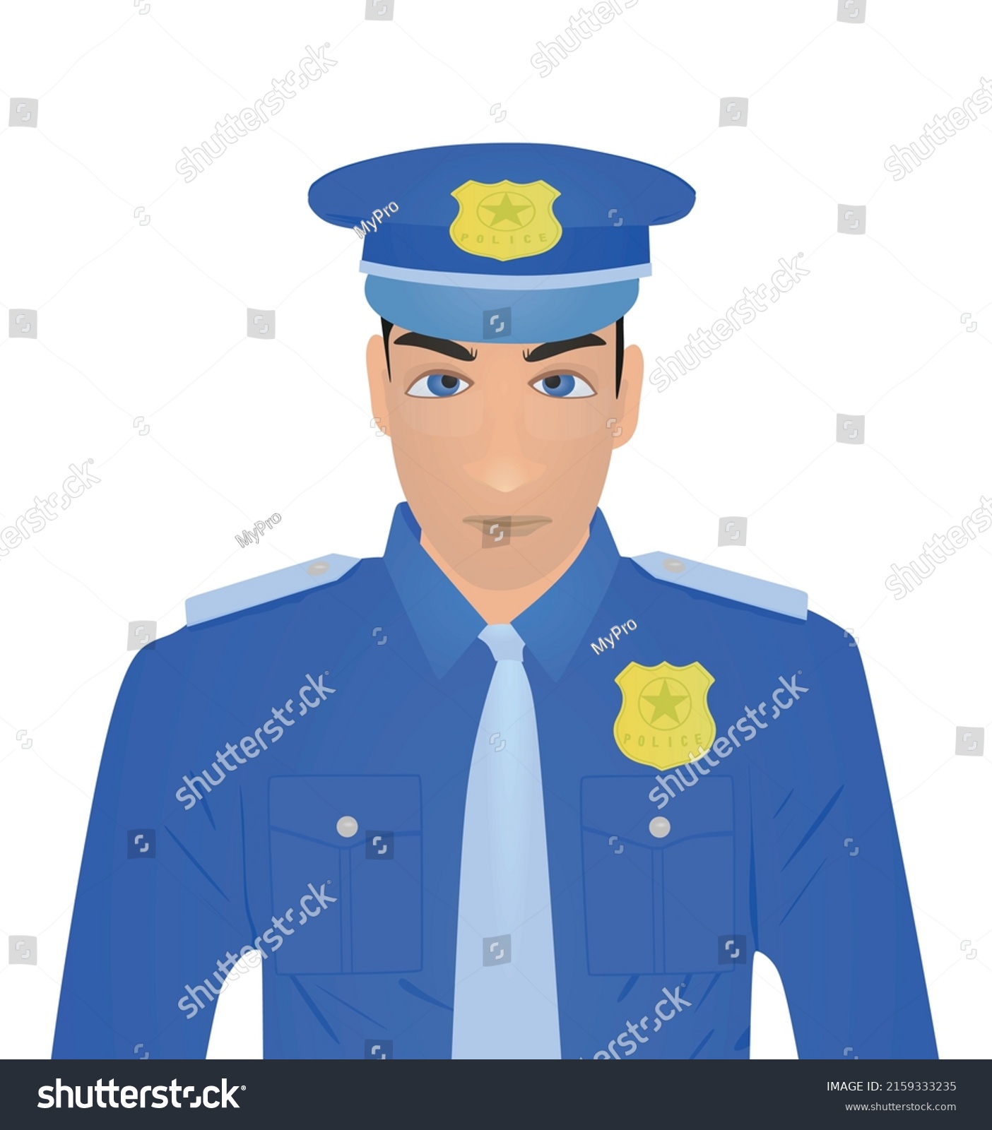 Policeman Front View Vector Illustration Stock Vector (Royalty Free ...