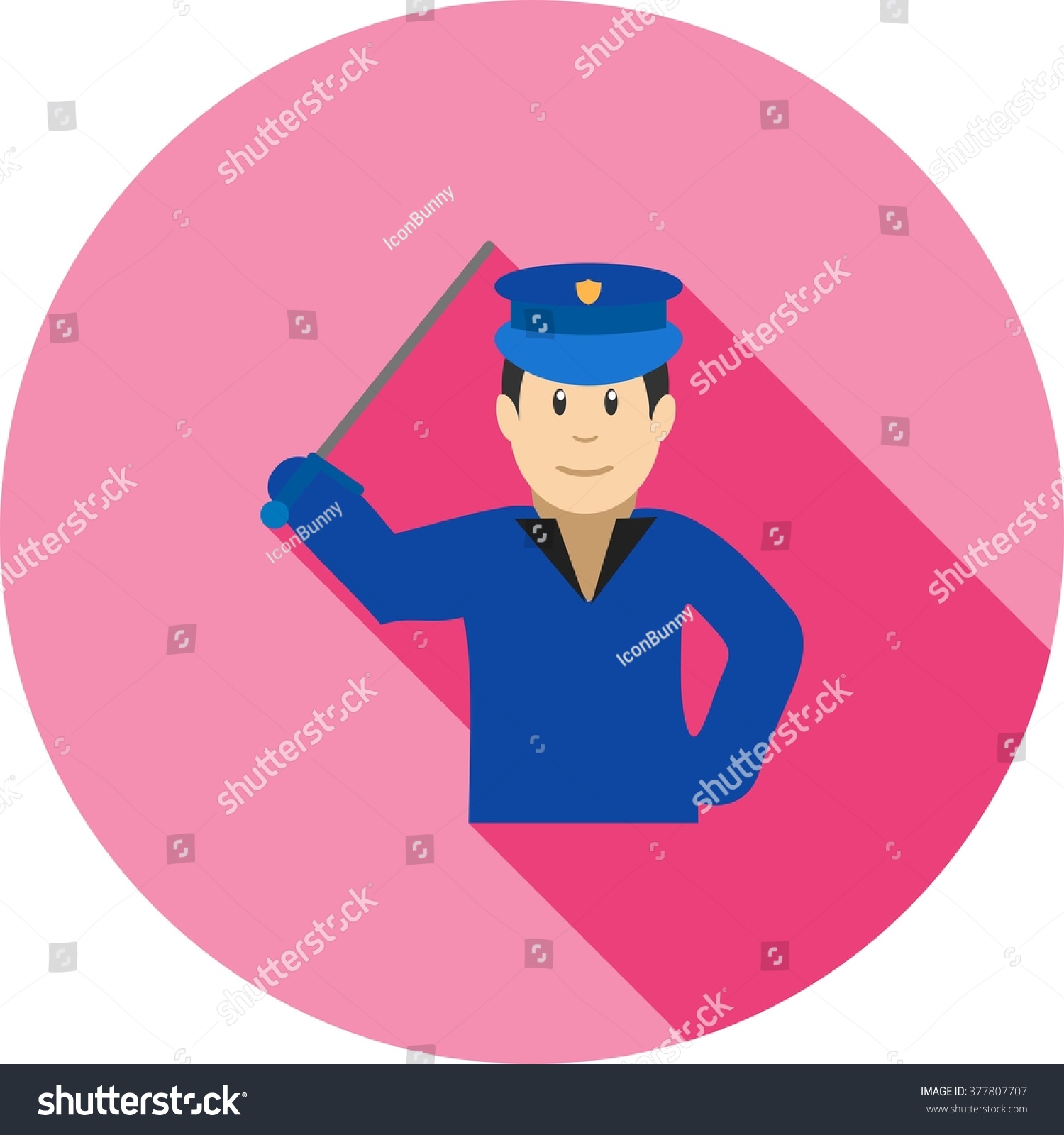 Policeman Holding Stick: vector de stock (libre de regalías) 377807707 ...
