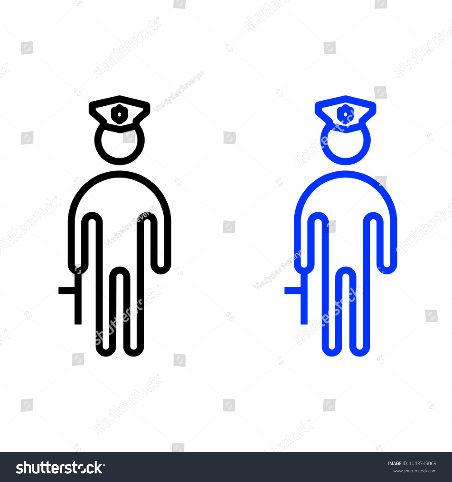 Policeman Outline Icon Stock Vector (Royalty Free) 1043749069 ...