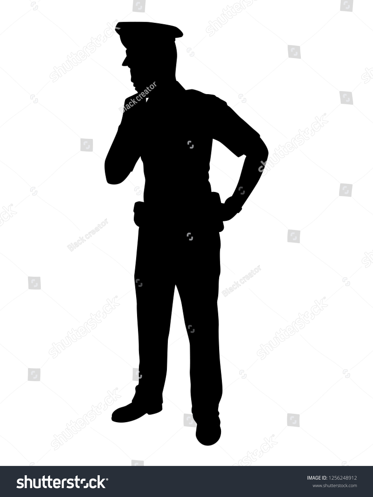 Policeman Silhouette Vector Stock Vector (Royalty Free) 1256248912