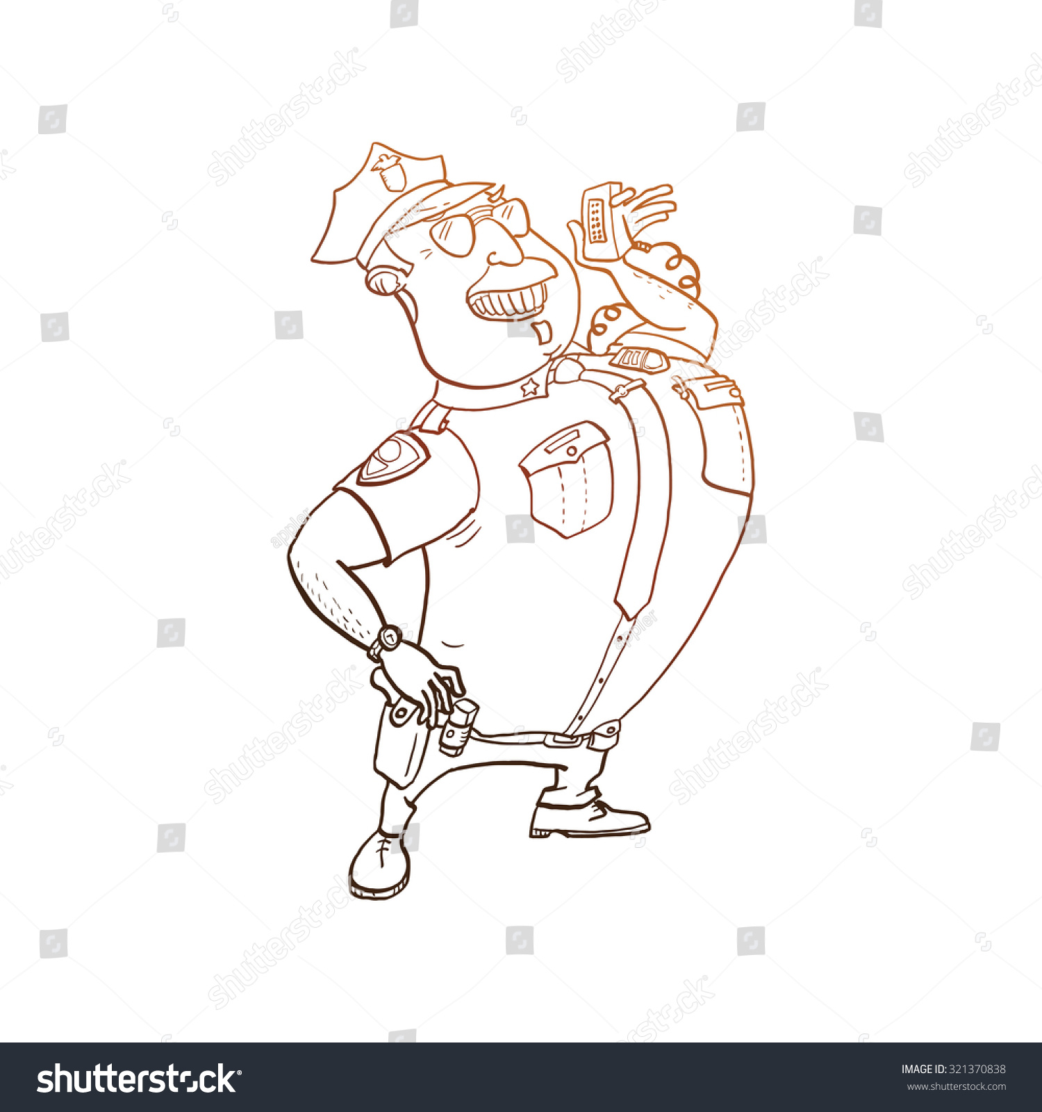 Policeman Vector Sketch Linear Pen Drawing Stock Vector (Royalty Free ...
