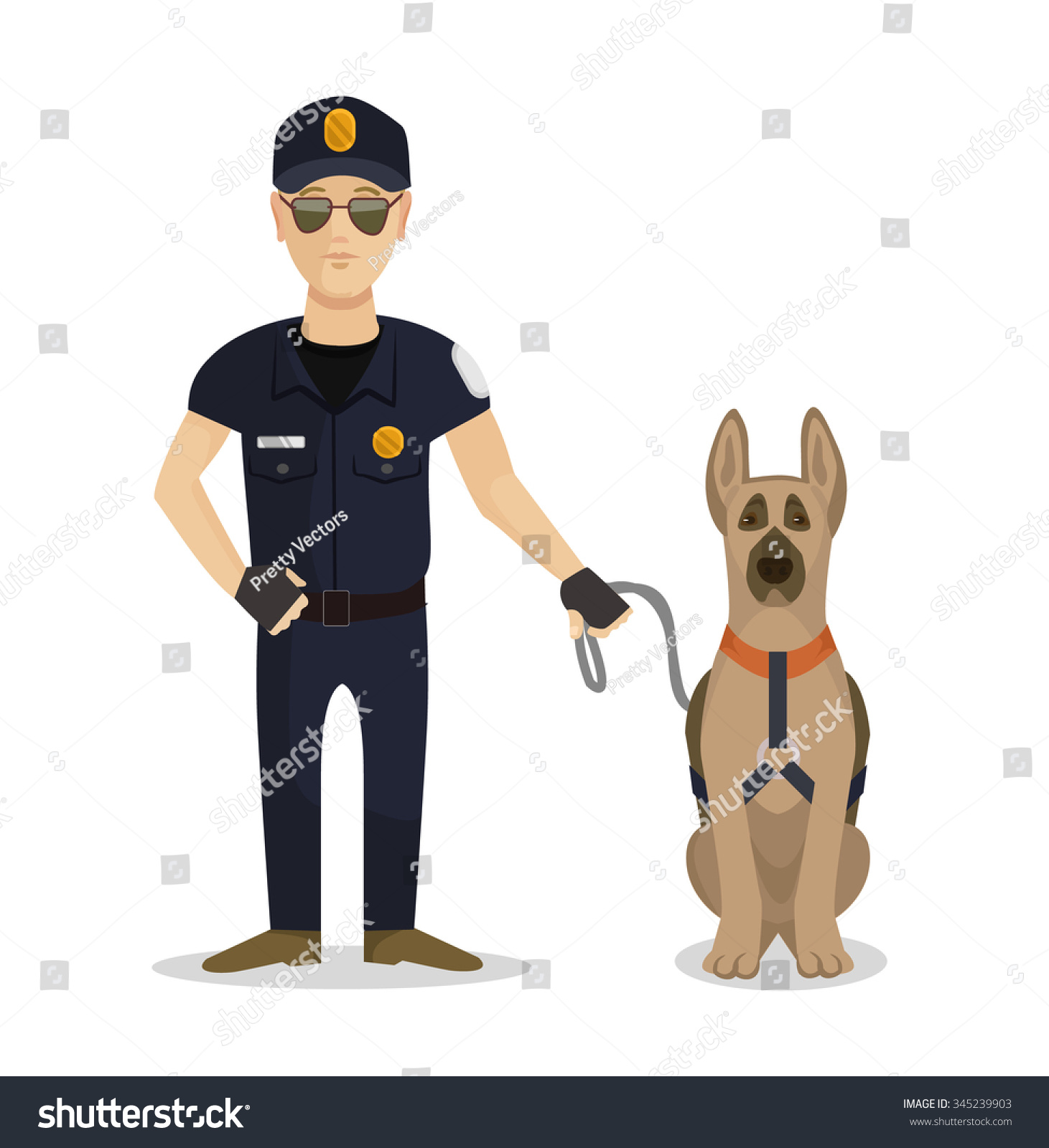 Policeman Dog Vector Flat Illustration Stock Vector (Royalty Free ...