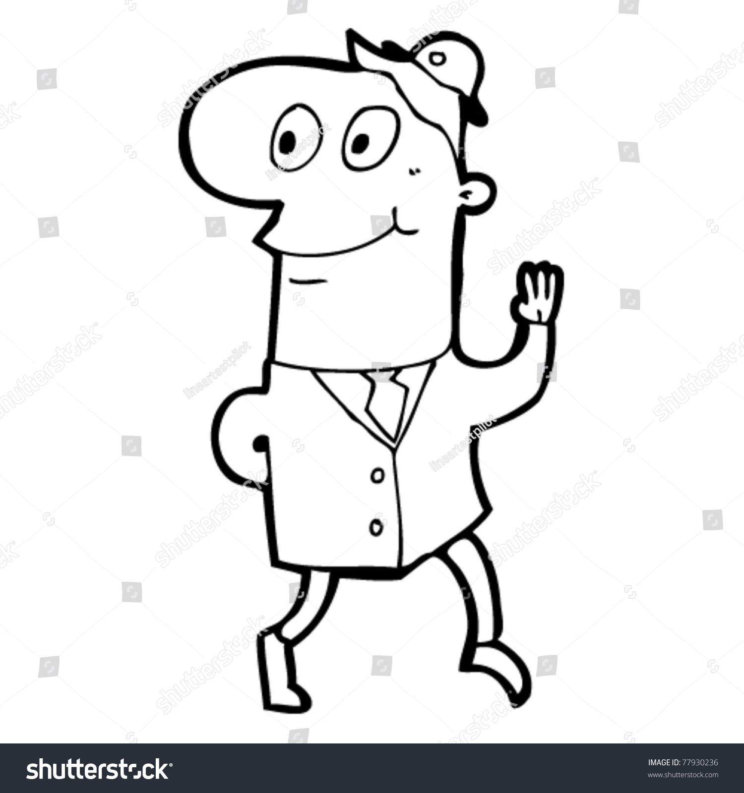 Polite Man Waving Cartoon: เวกเตอร์สต็อก (ปลอดค่าลิขสิทธิ์) 77930236