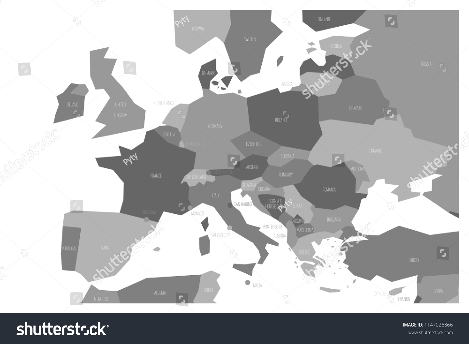 Political Map Central Southern Europe Simplified Stock Vector (Royalty ... Political Map Central Southern Europe Simplified Stock Vector (Royalty ...