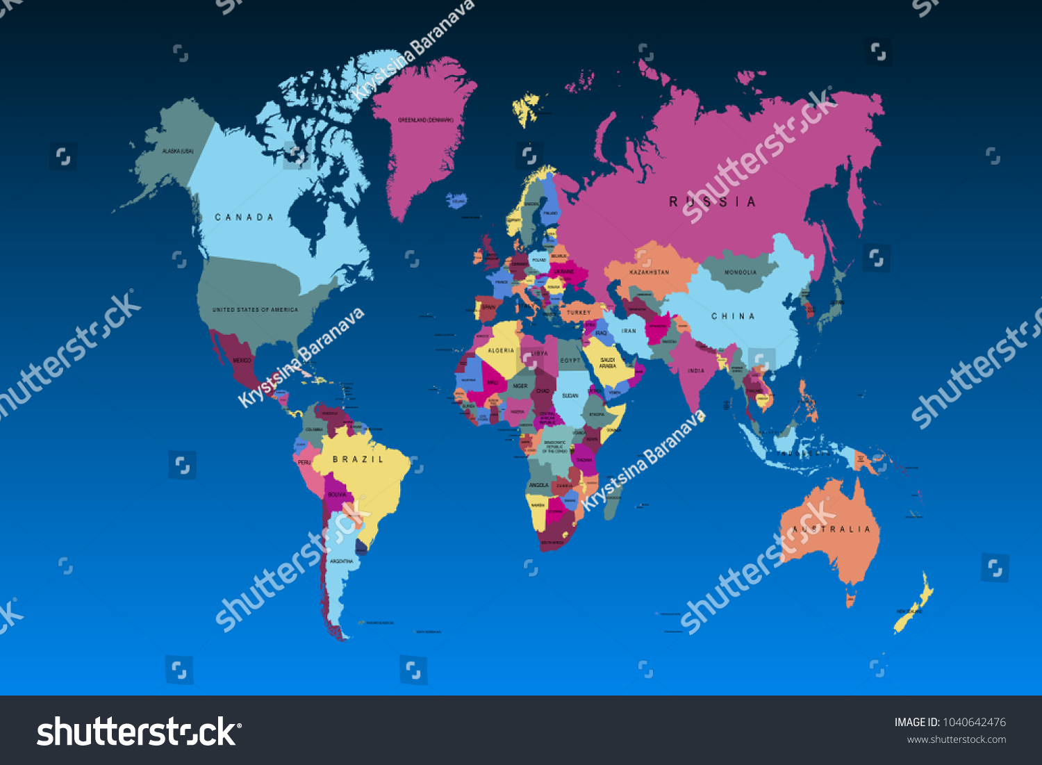 Political World Map Stock Vector (Royalty Free) 1040642476