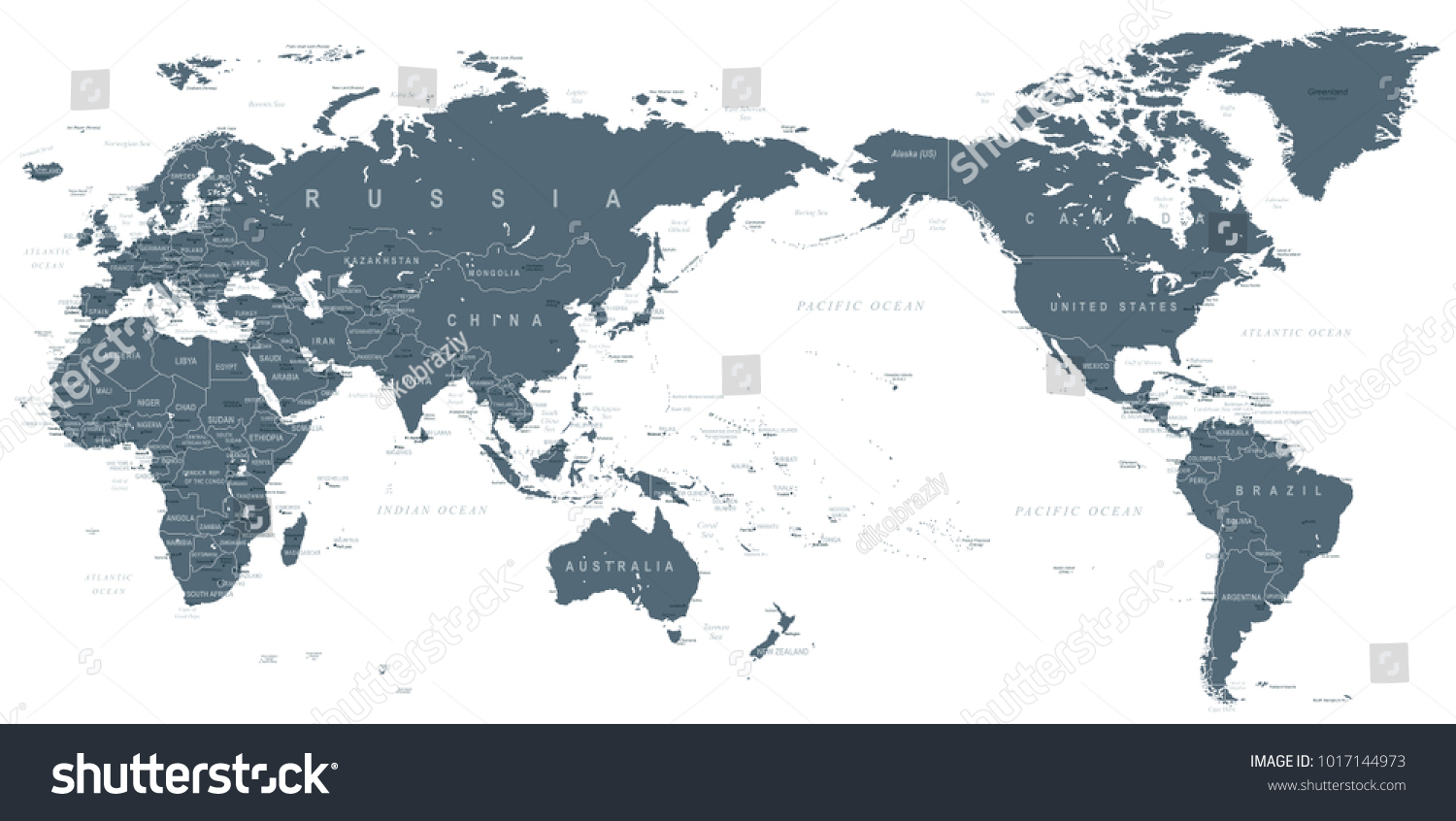 Political World Map Pacific Centered Vector: Vector có sẵn (miễn phí ...