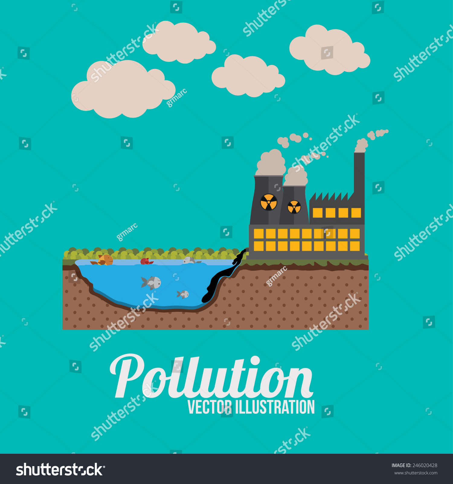 Pollution Design Over Blue Background Vector: vector de stock (libre de ...