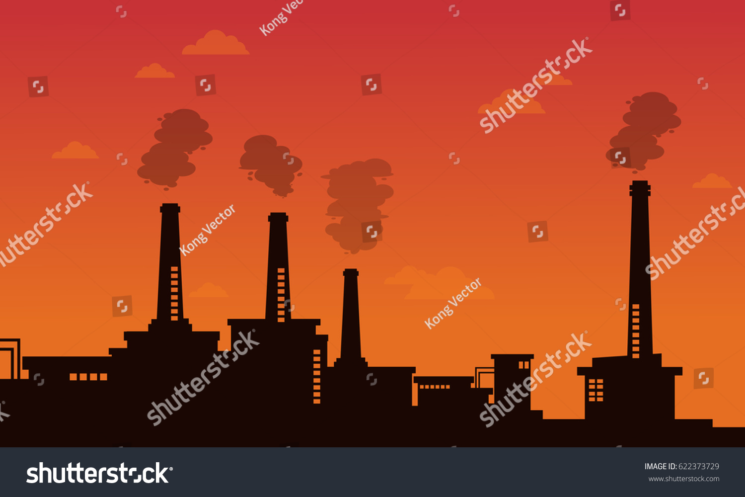 Pollution Industry Bad Environment Background Stock Vector (Royalty ...