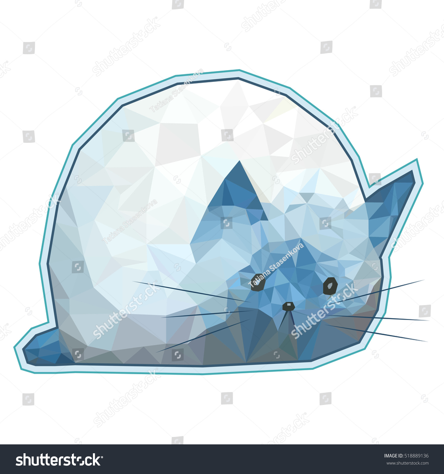 Polygon Art Cute Cartoon Cat Vector Stock Vector (Royalty Free ...