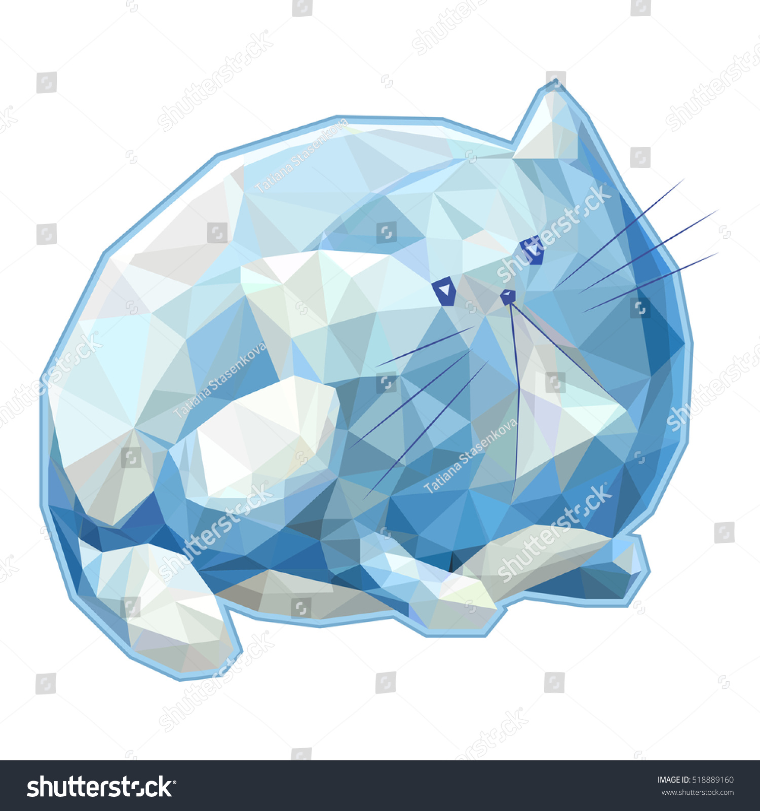 Polygon Art Cute Cartoon Cat Vector: vector de stock (libre de regalías ...