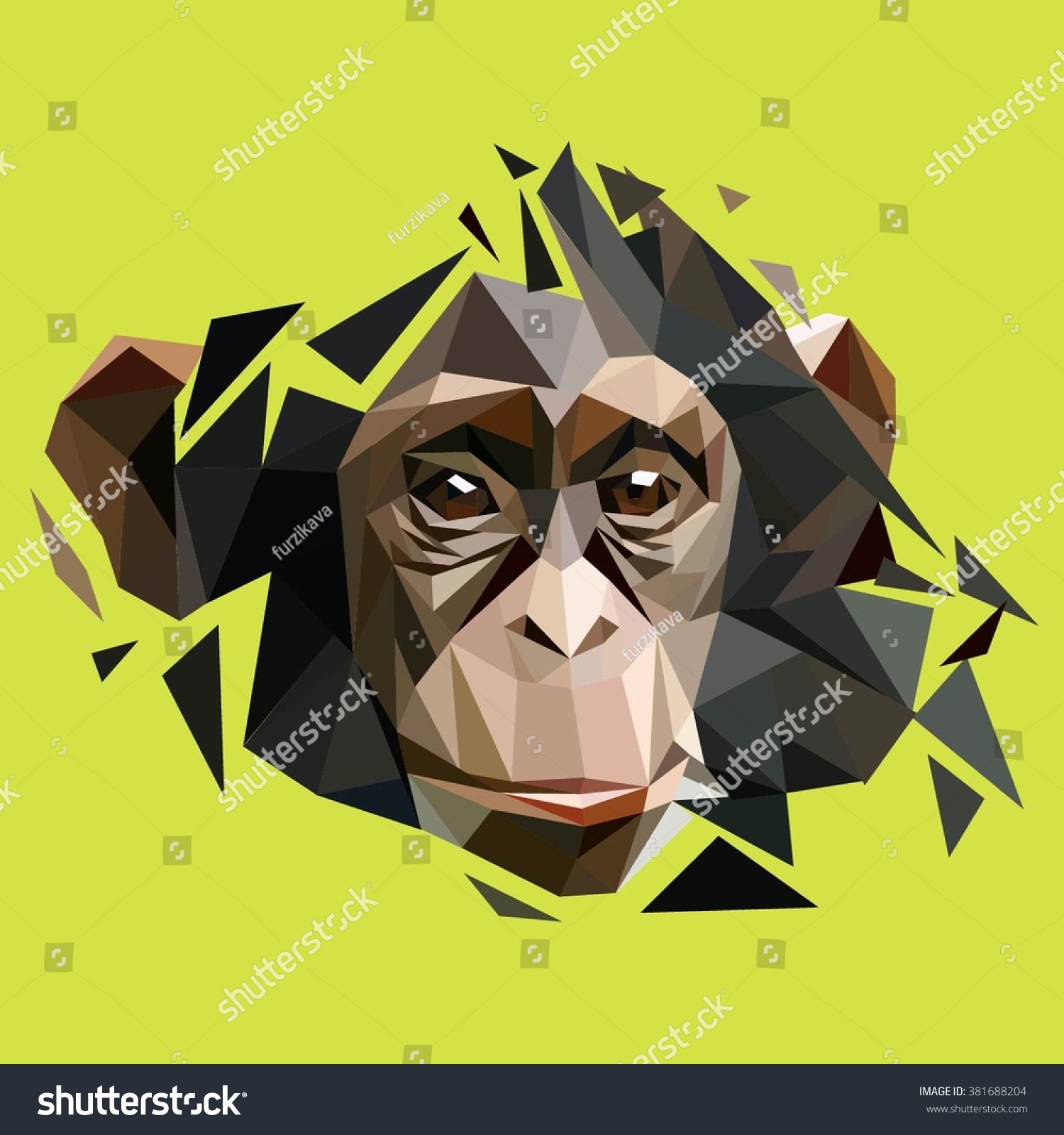 Polygon Art Geometric Monkey Face Vectores En Stock 381688204 ...