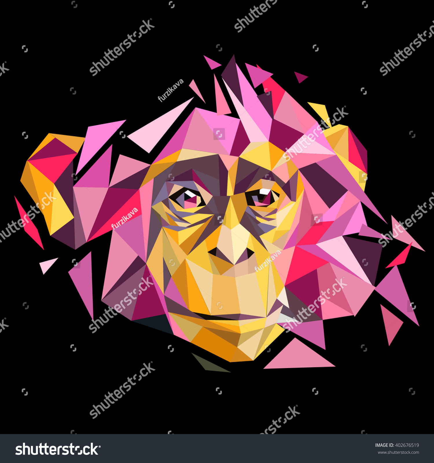 Polygon Art Geometric Monkey Face Stock Vector (Royalty Free) 402676519 ...
