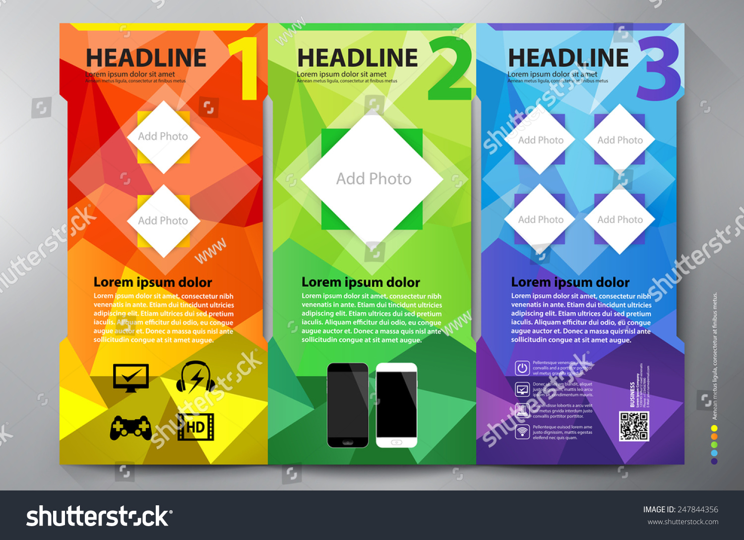 Polygon Brochure Leaflet Design Trifold Template Stock Vector (Royalty ...