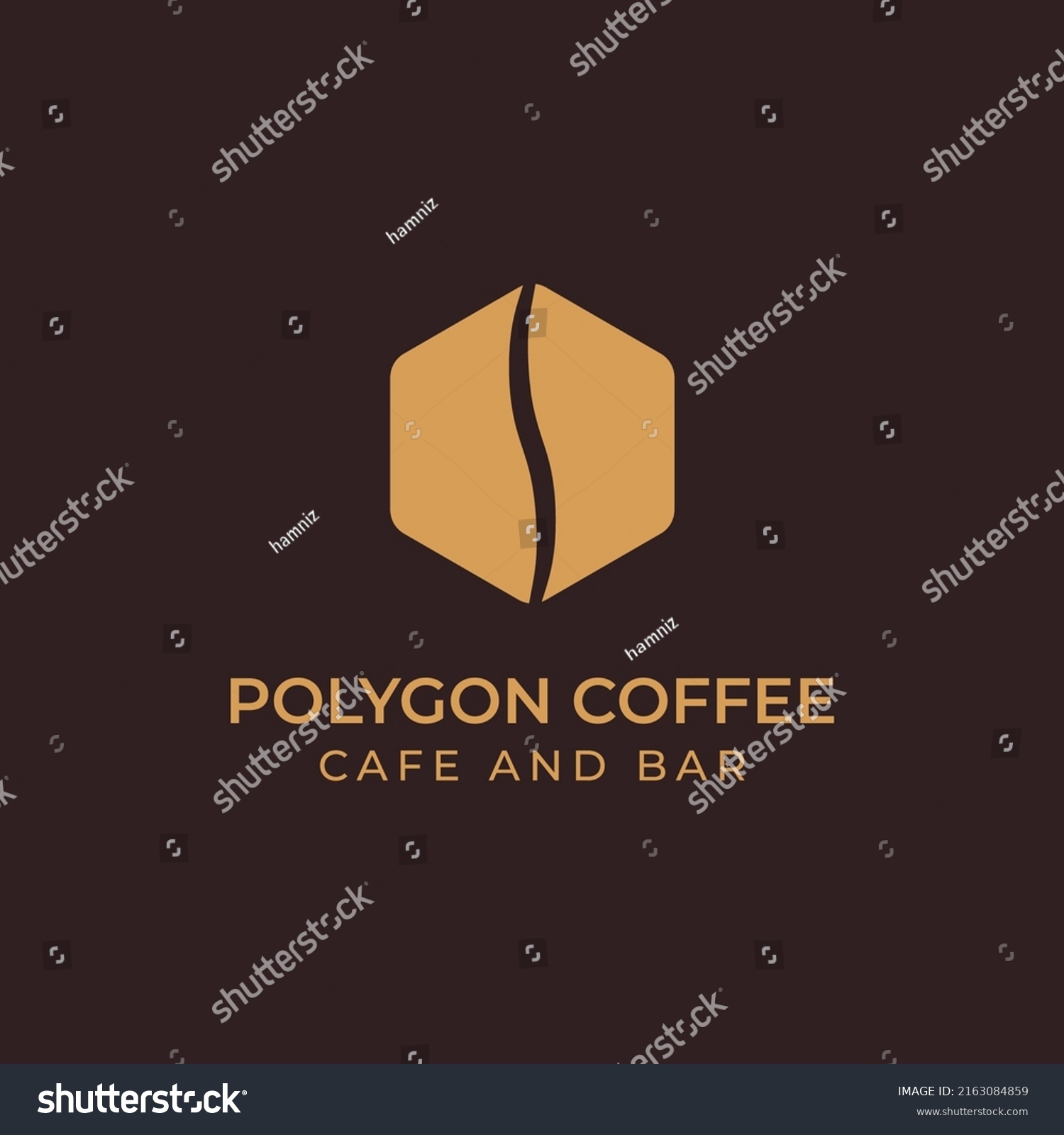 Polygon Coffee Bean Logo Design Vector Stock Vector (Royalty Free ...